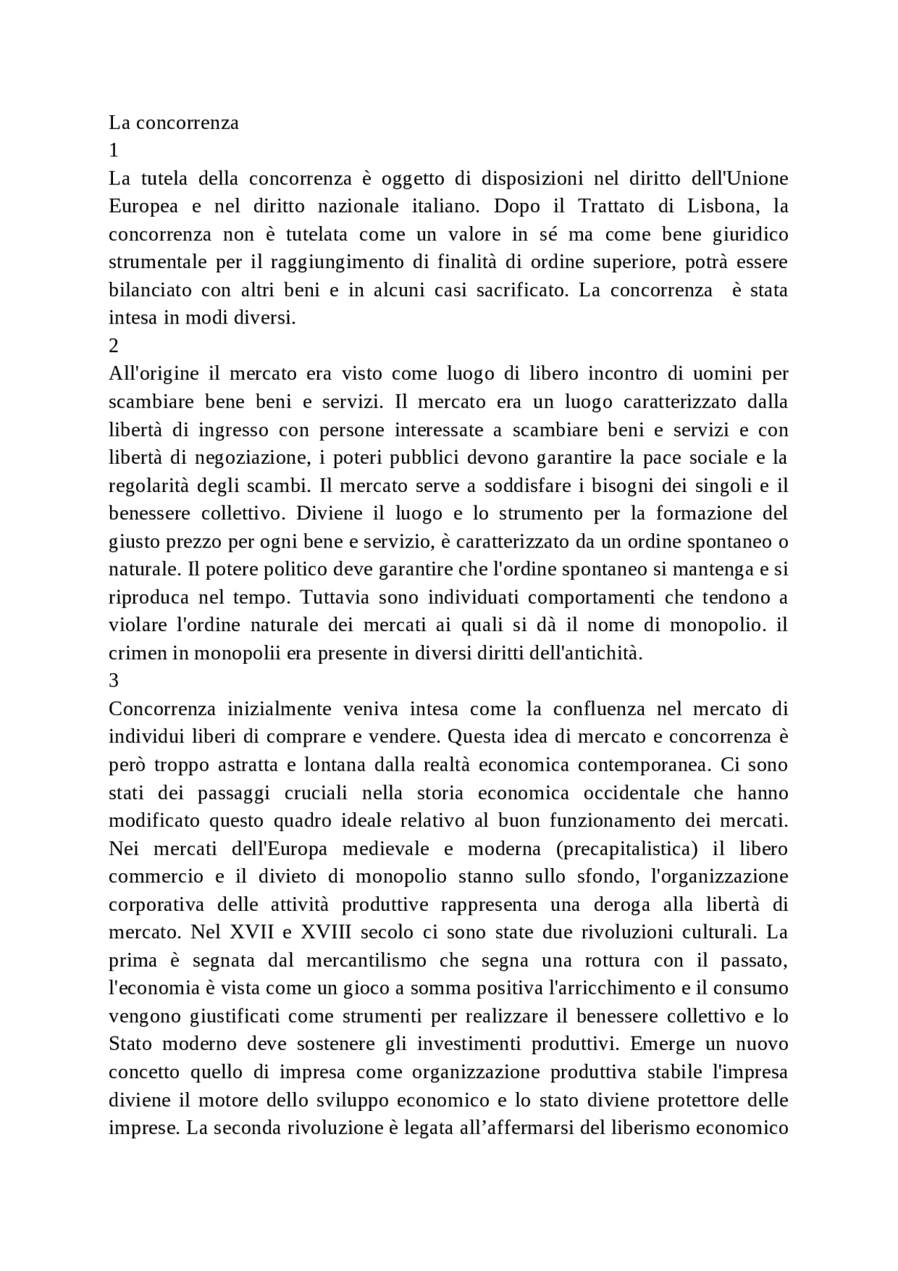 La disciplina della concorrenza - Docsity