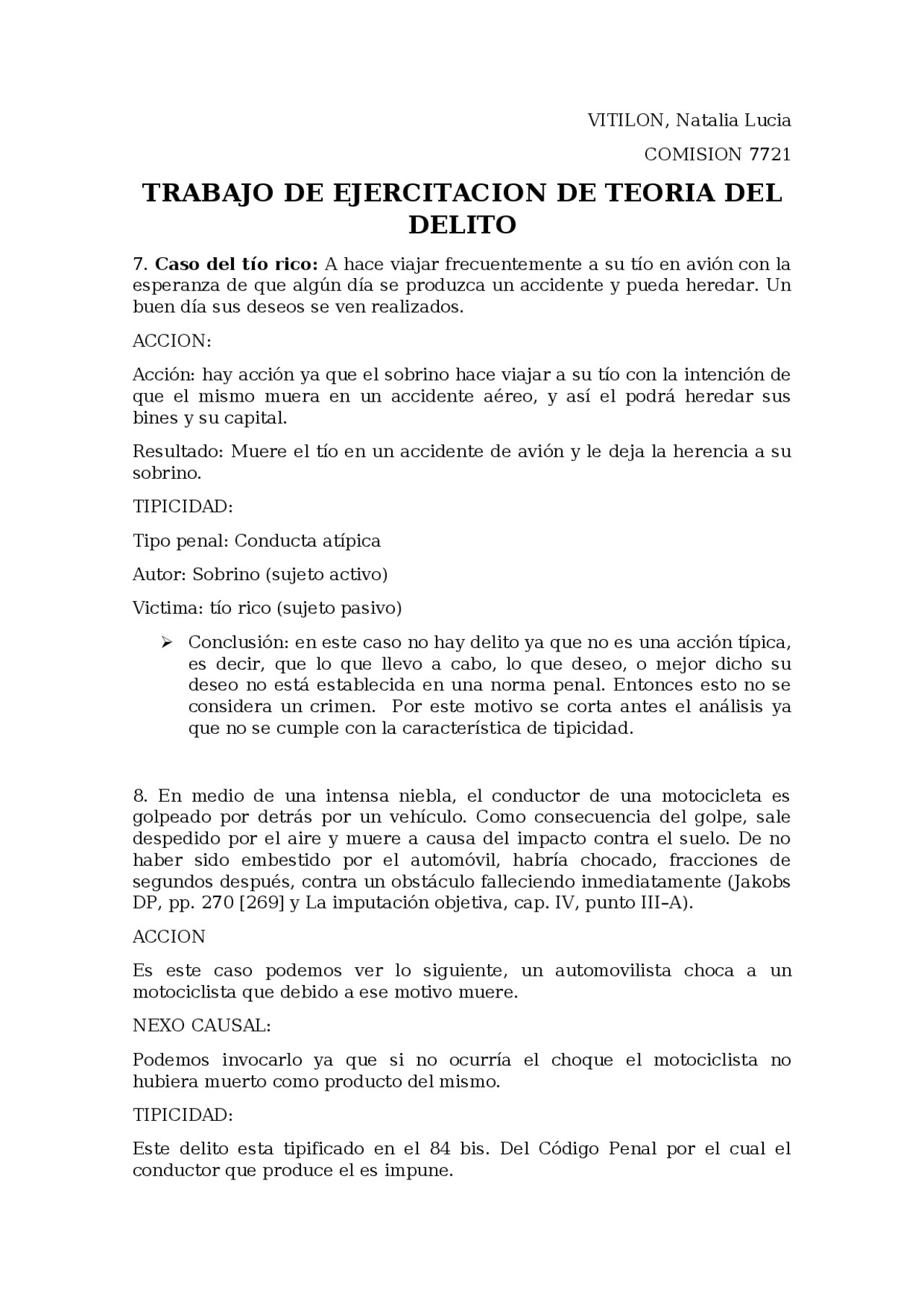 Derecho Penal Caso Practico Docsity