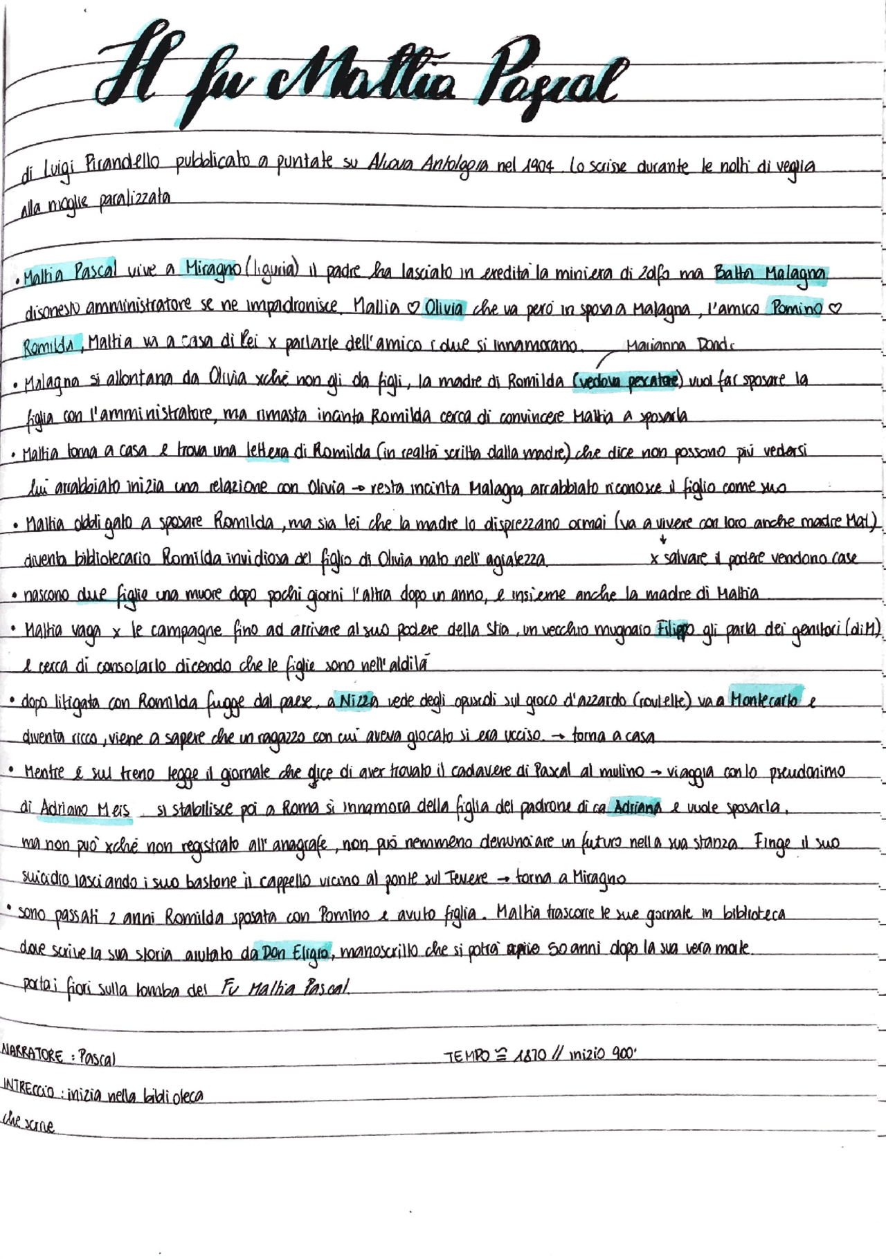 Il Fu Mattia Pascal Pirandello Docsity