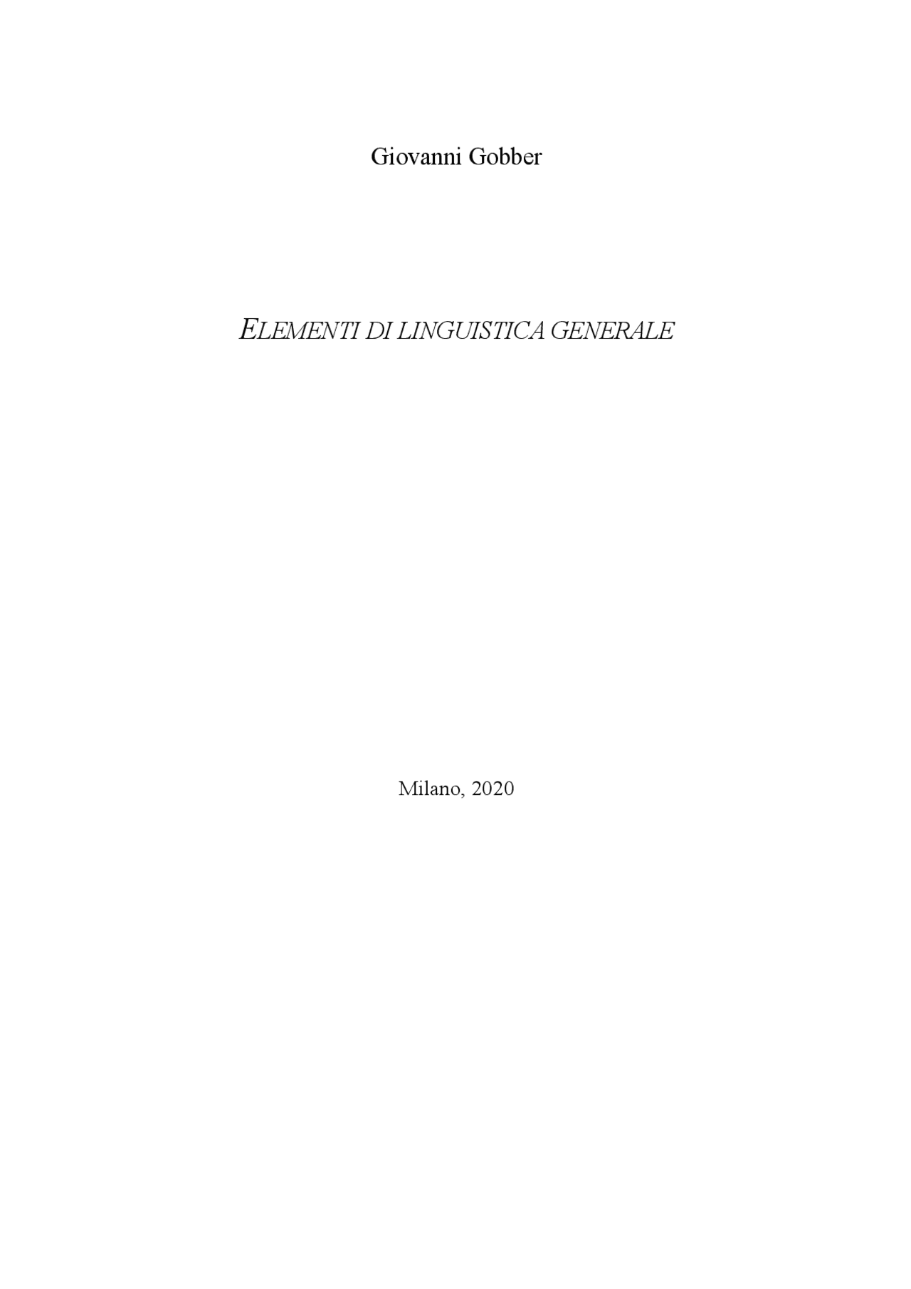 Dispensa Elementi Di Linguistica Generale Gobber Docsity