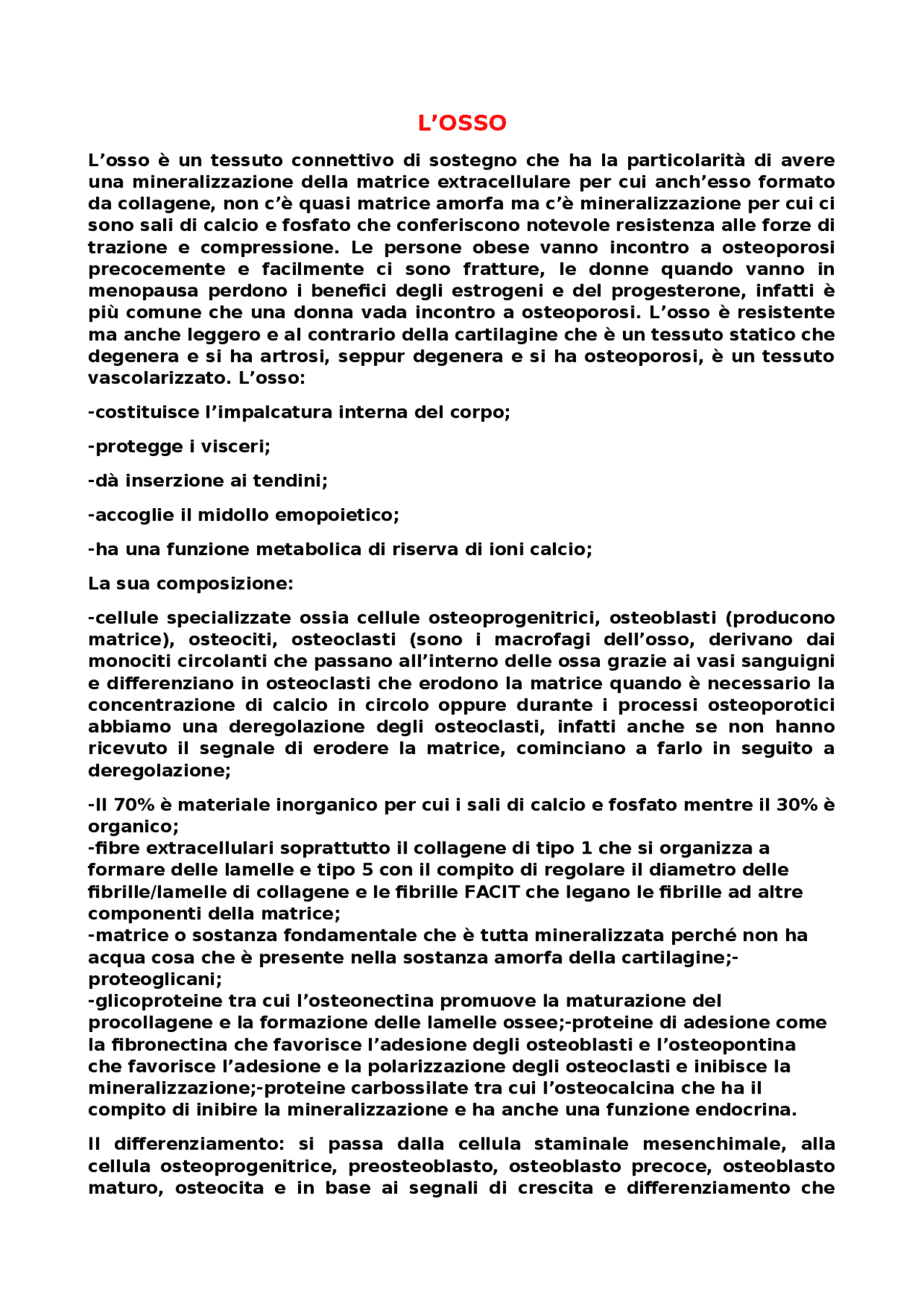 Tessuto Osseo E Ossificazione Docsity