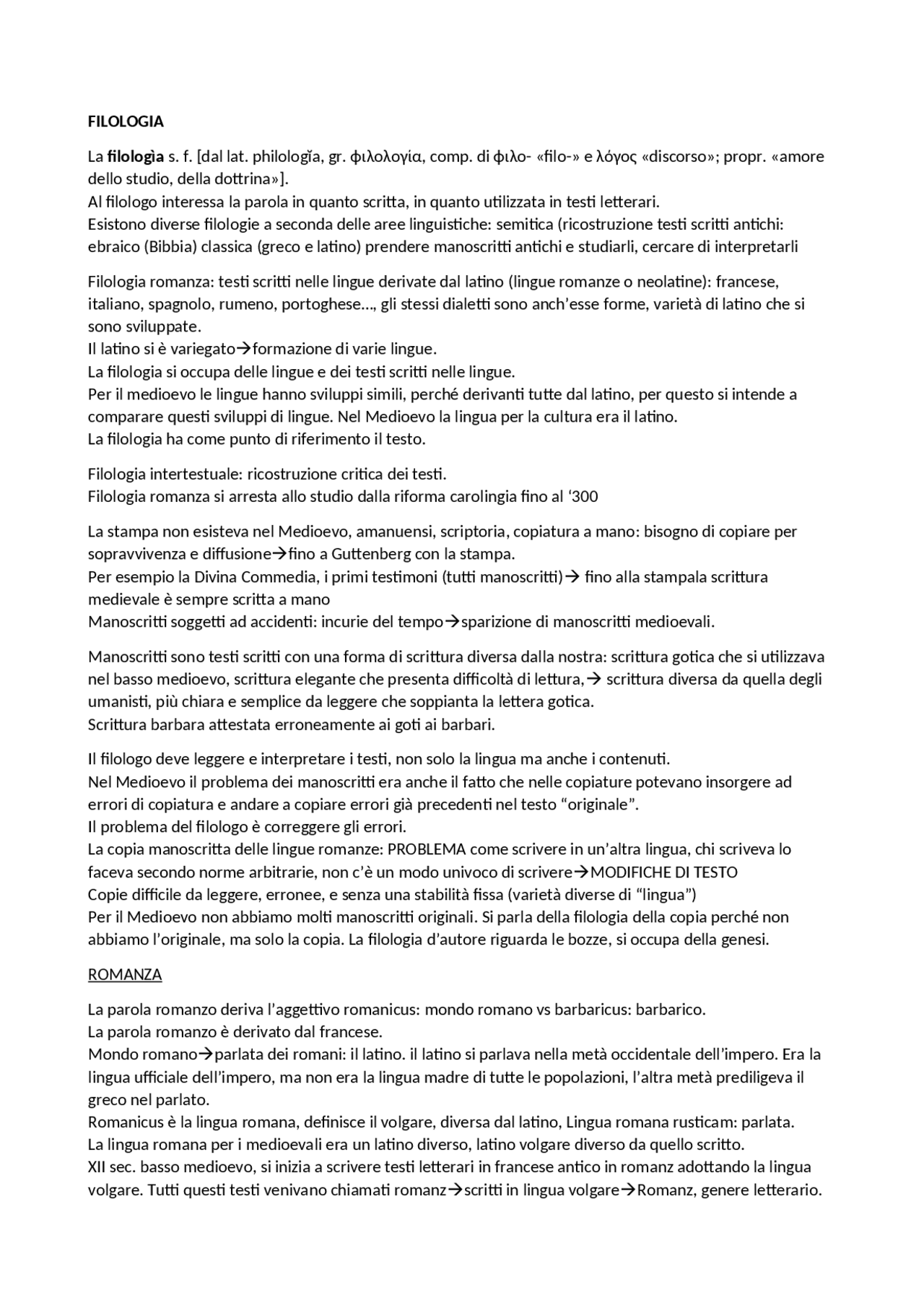 Origini Romanze Asperti Docsity
