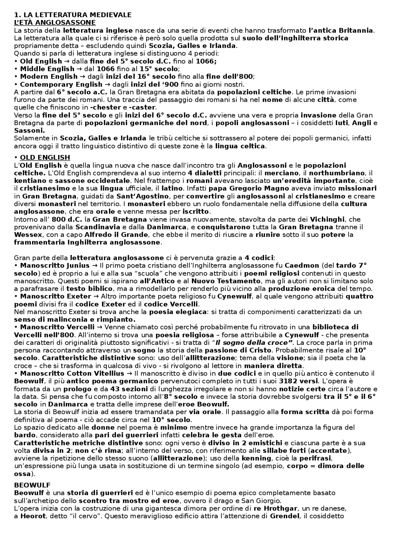 Riassunto Di Letteratura Inglese Docsity