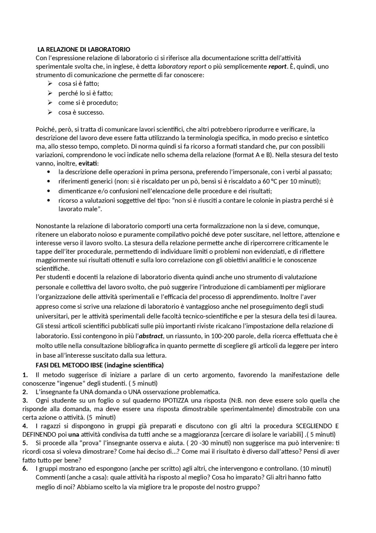 Schema Tipo RELAZIONE DI LABORATORIO - Docsity