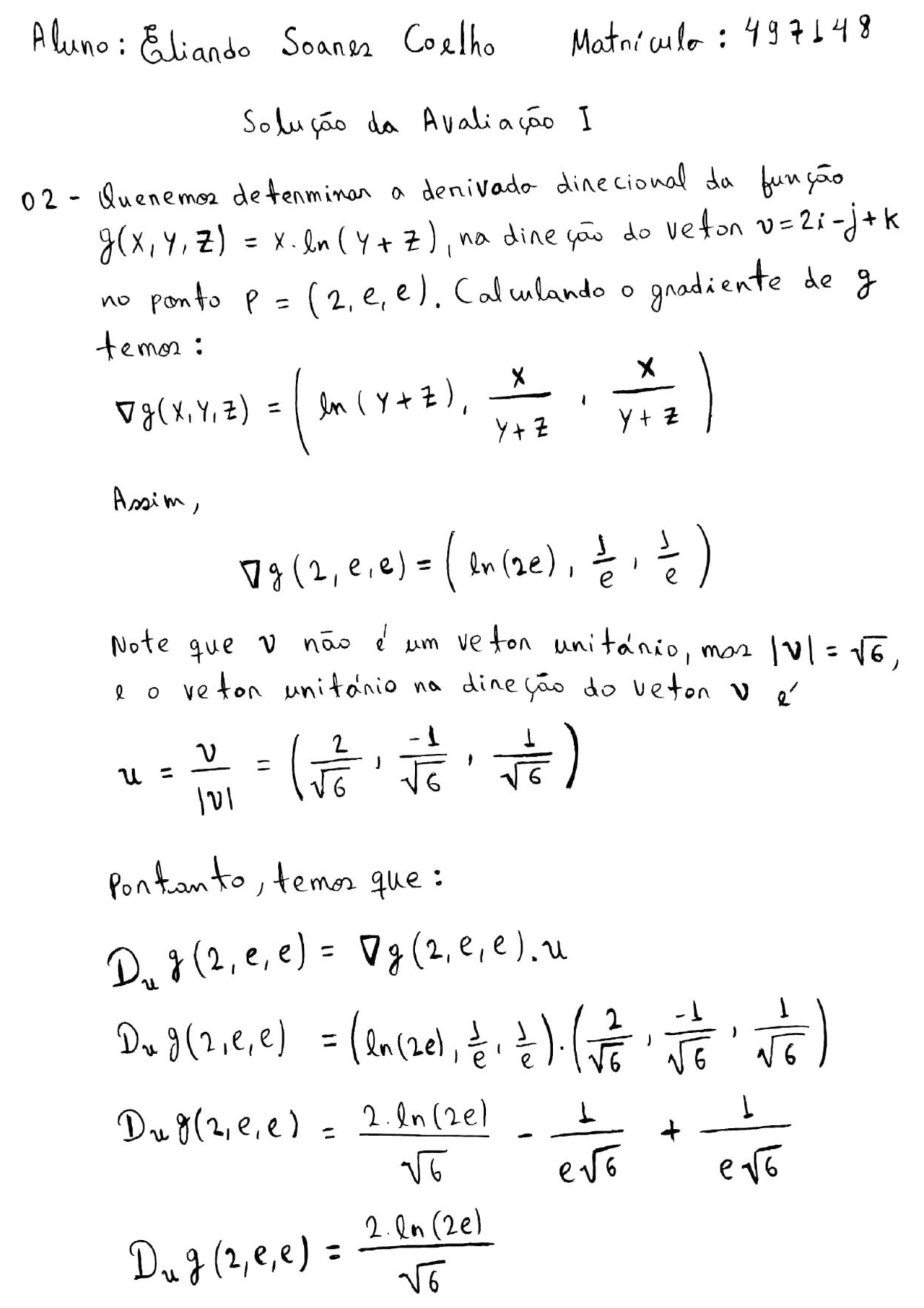 Prova De Cálculo Vetorial Docsity