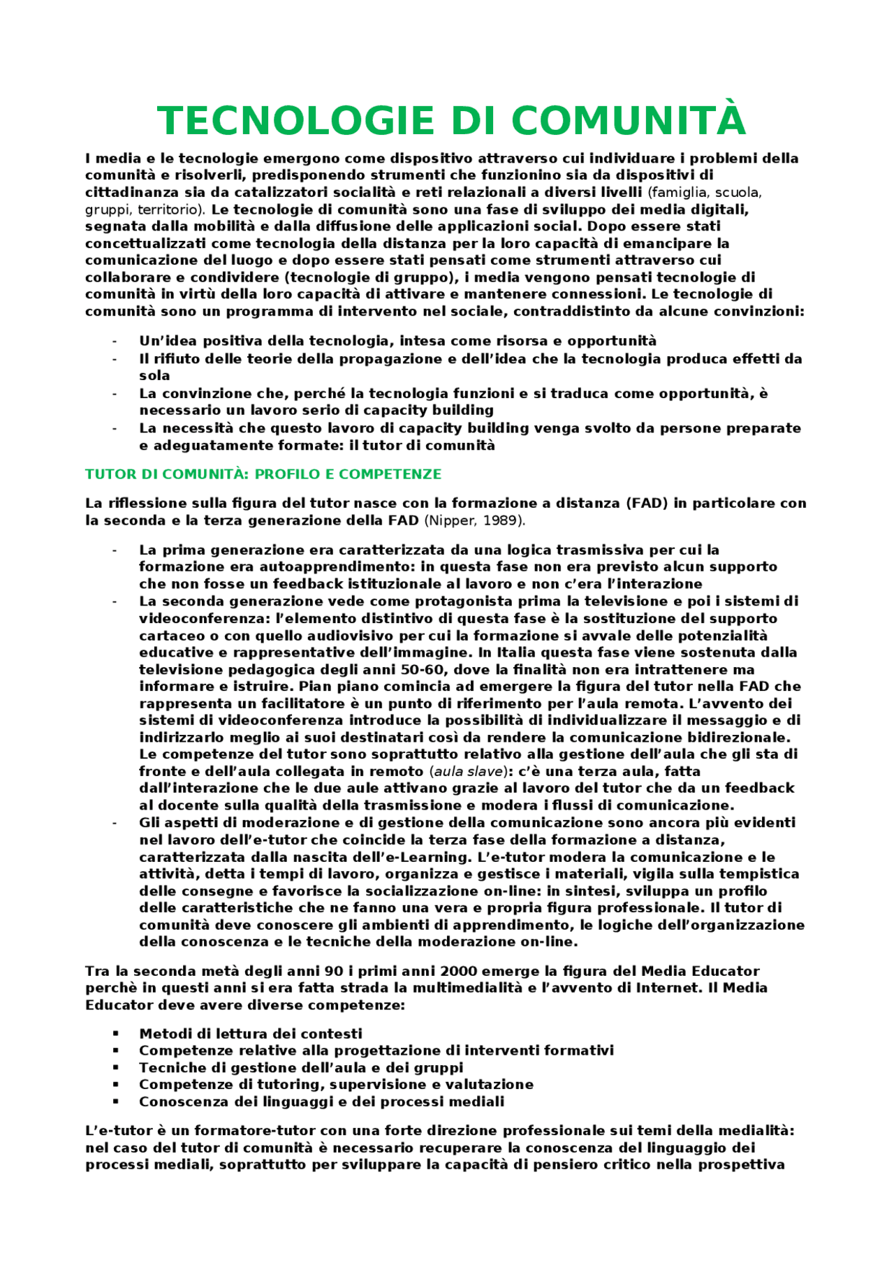 Tecnologie Di Comunità Rivoltella Docsity