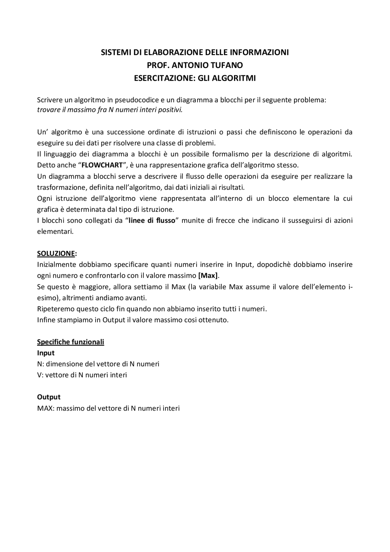 Elaborato 2 Algoritmi Sistemi Di Elaborazione Delle Informazioni Docsity