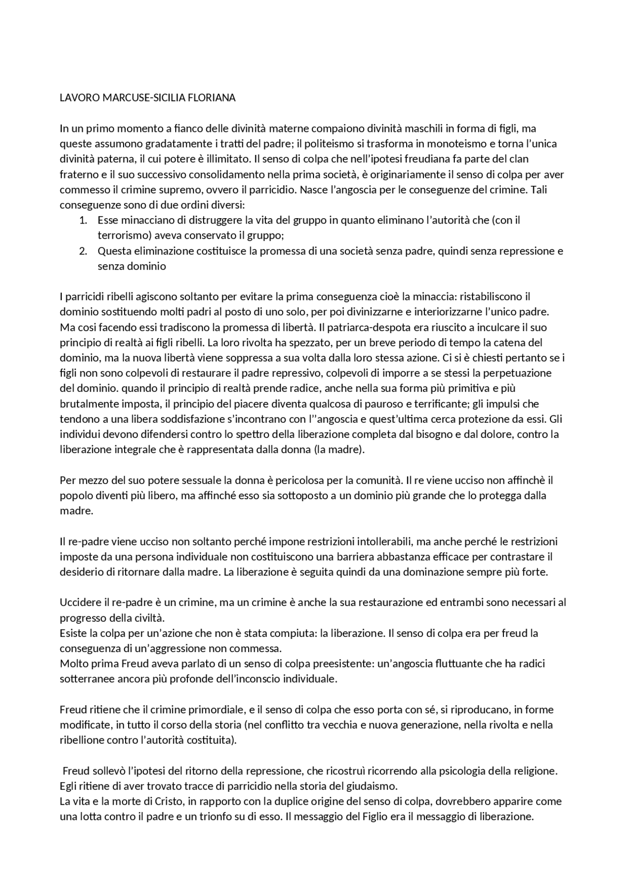 Riassunto Di Marcuse Docsity