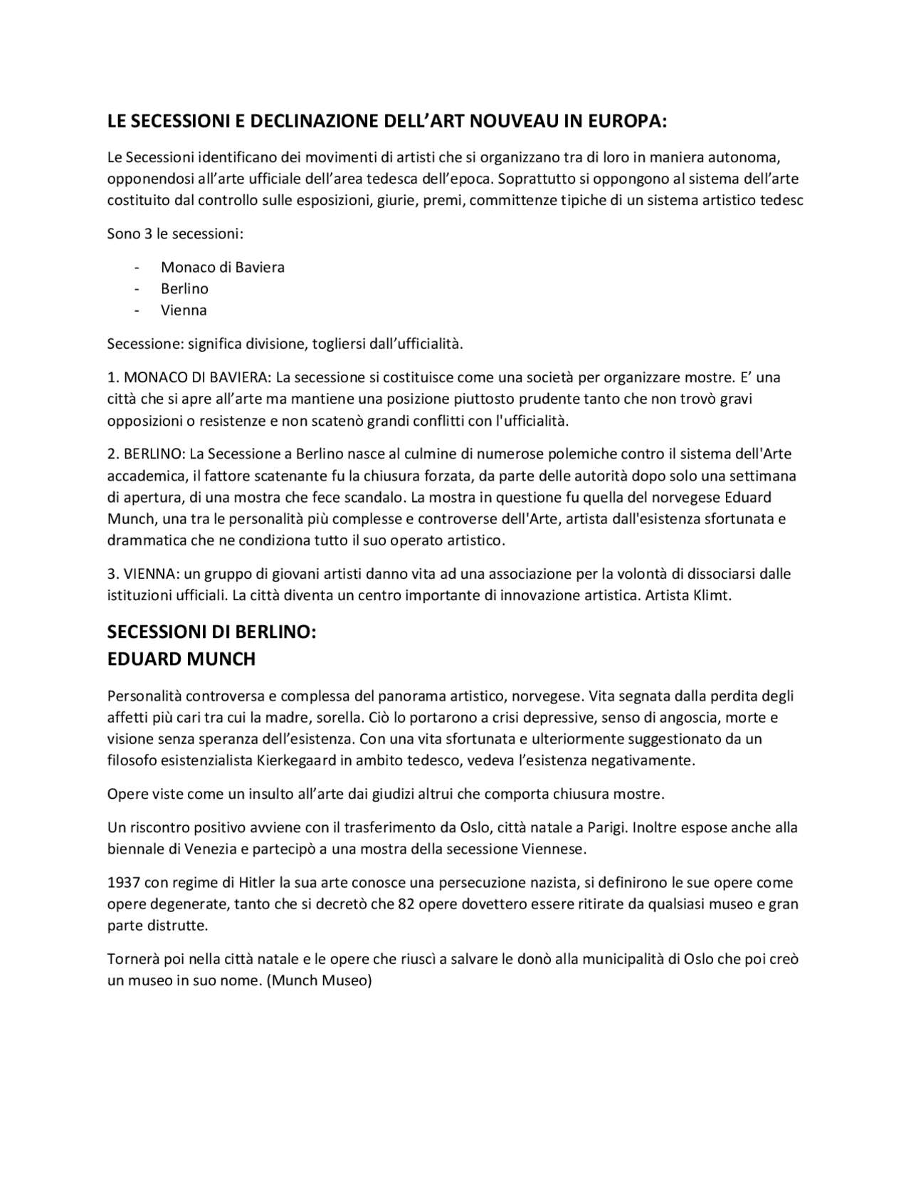 Le Secessioni E Lart Nouveau Docsity