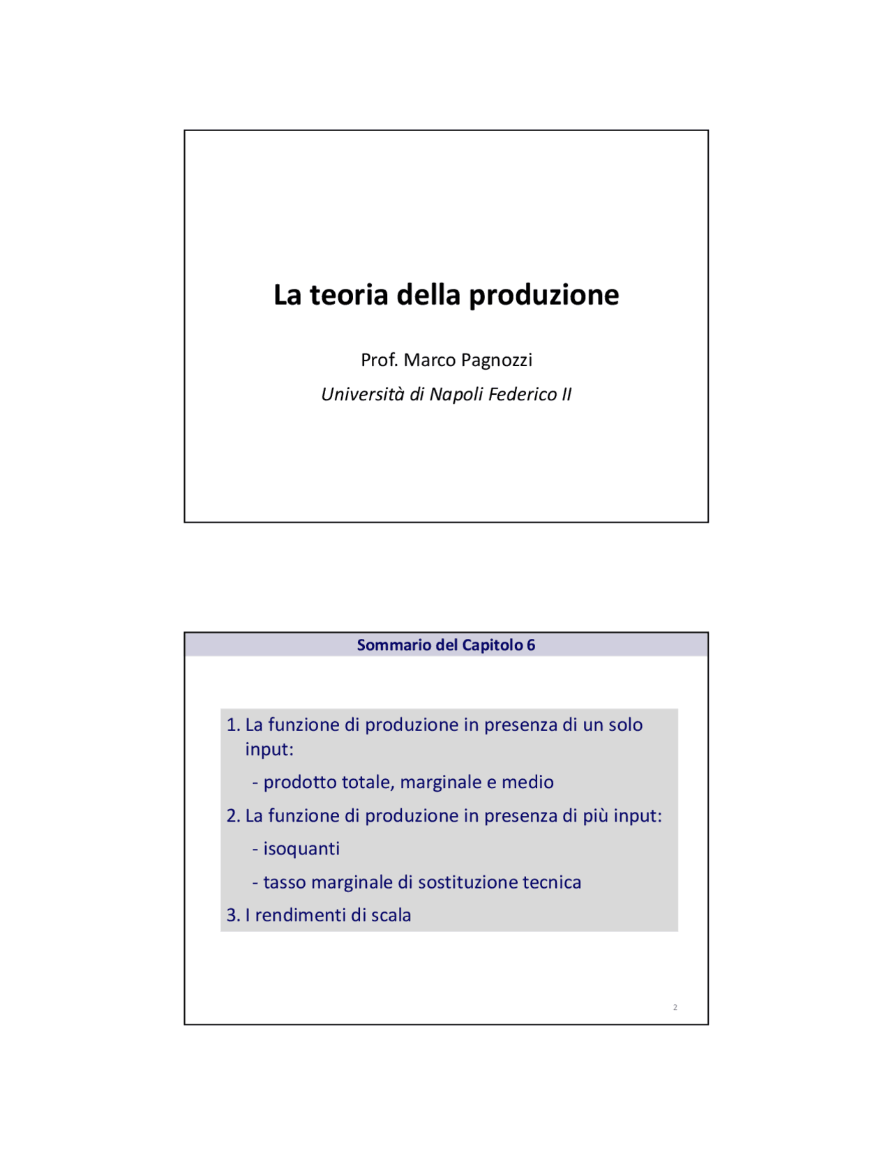 La Teoria Della Produzione Docsity