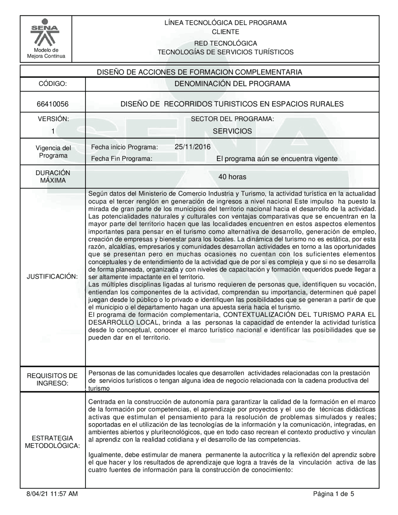 Información Sena Curso Docsity