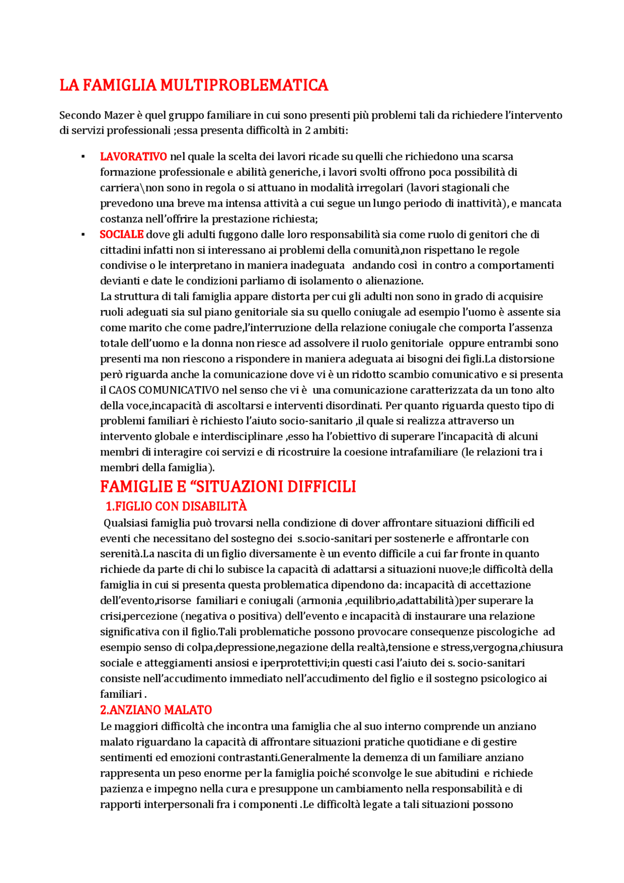 La Famiglia Multiproblematica Docsity