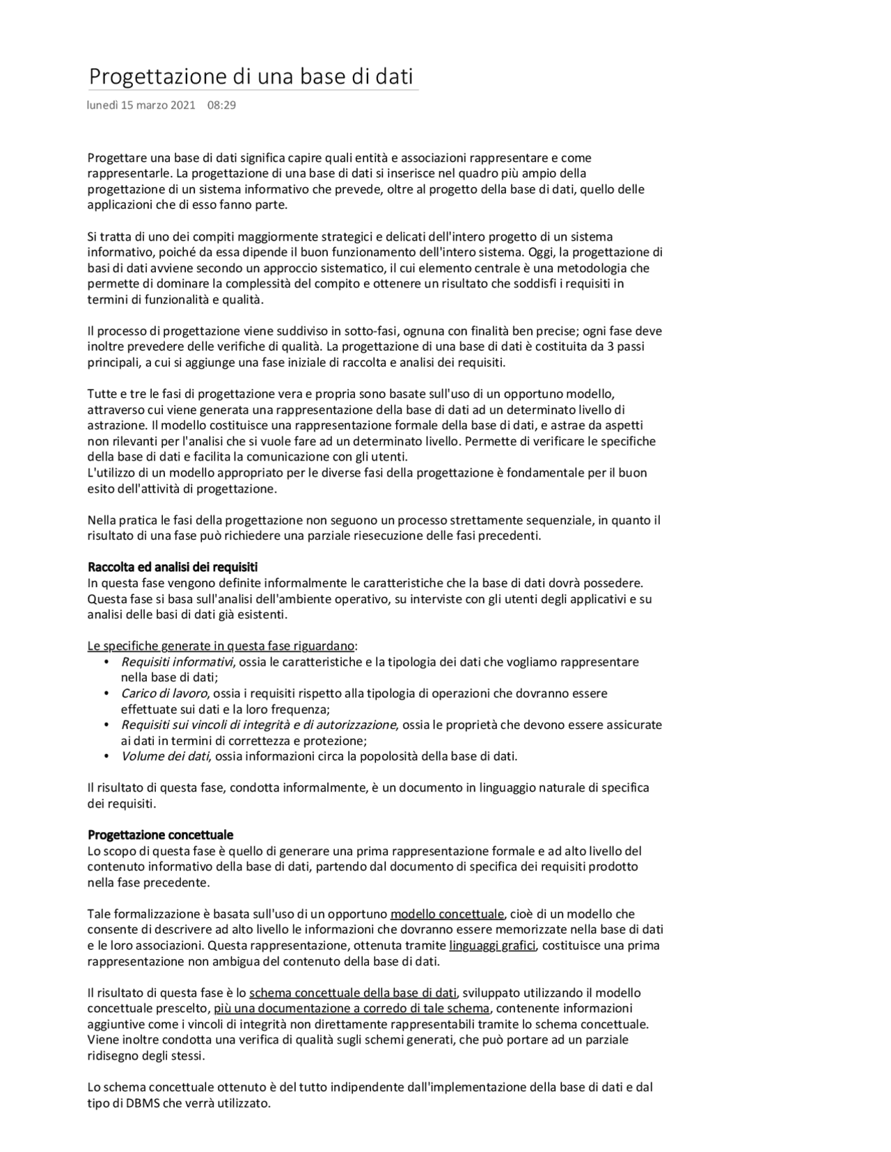 Progettazione di basi di dati | Appunti di Basi di Dati | Docsity
