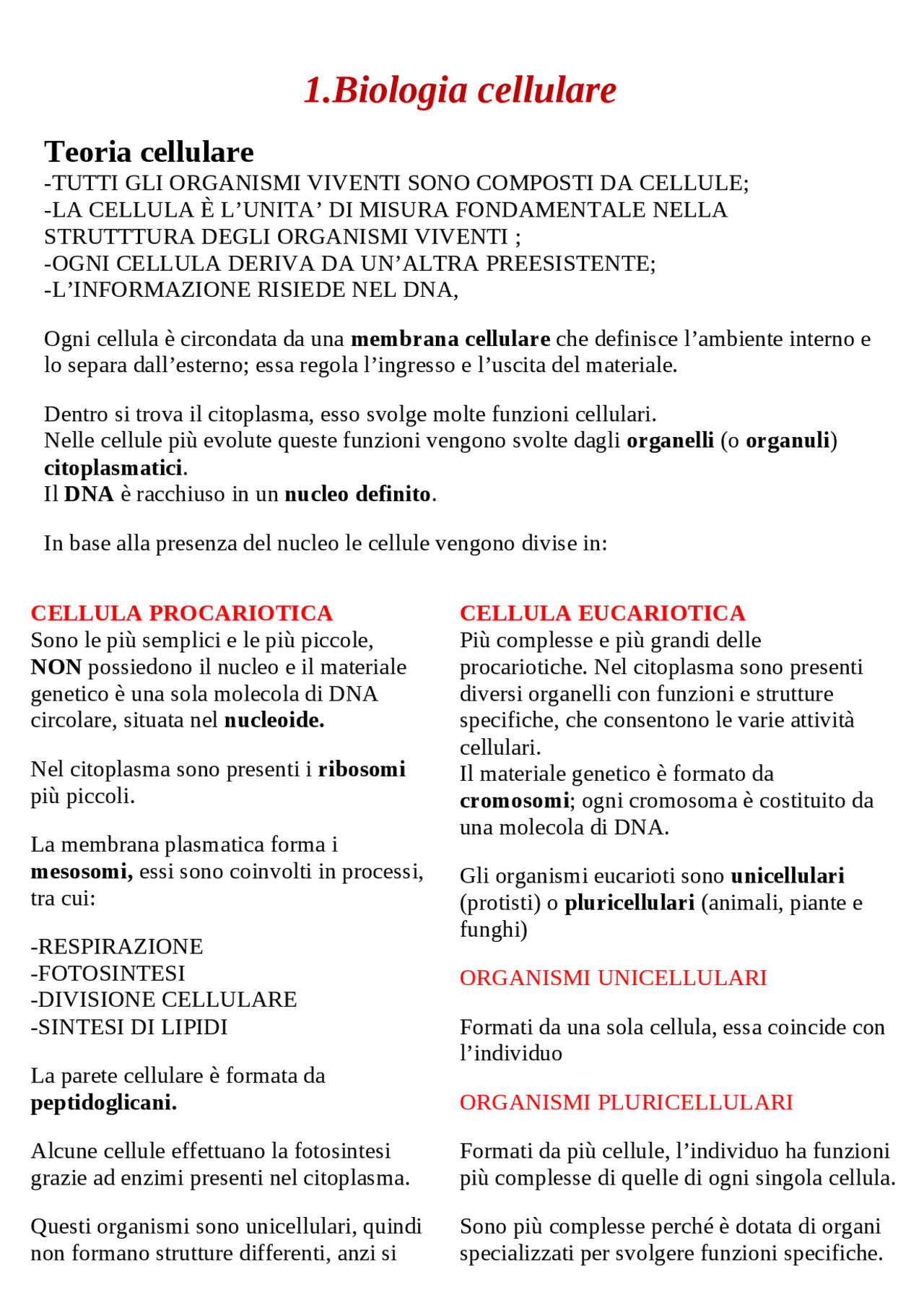 1 Capitolo Biologia Alpha Test Docsity