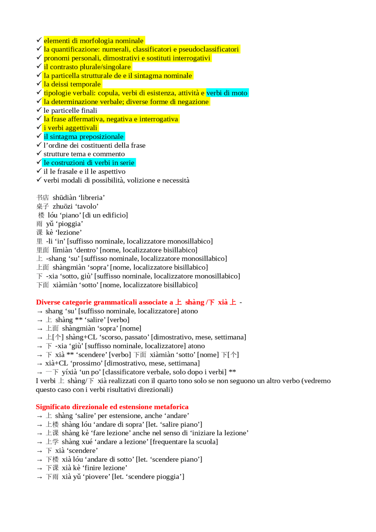 Appunti Linguistica Cinese 1 Appunti Di Lingua Cinese Docsity