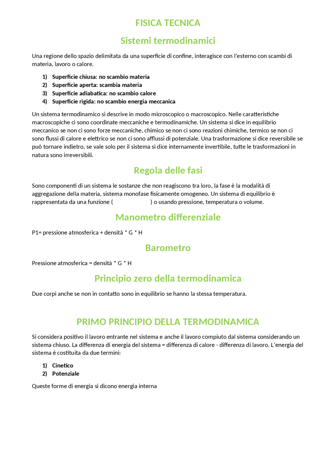 Appunti Di Fisica Tecnica Docsity