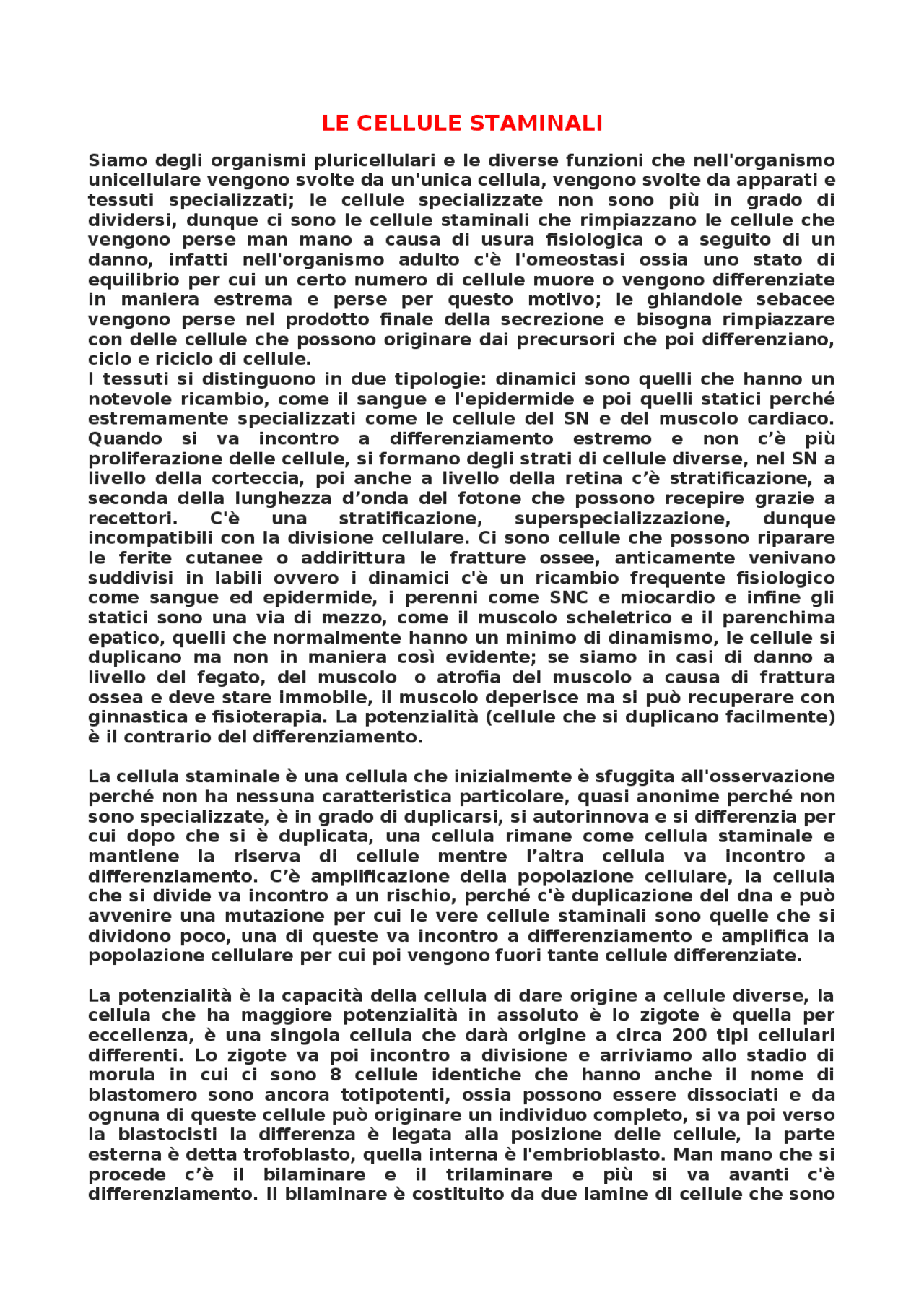 Cellule Staminali E Applicazioni Docsity