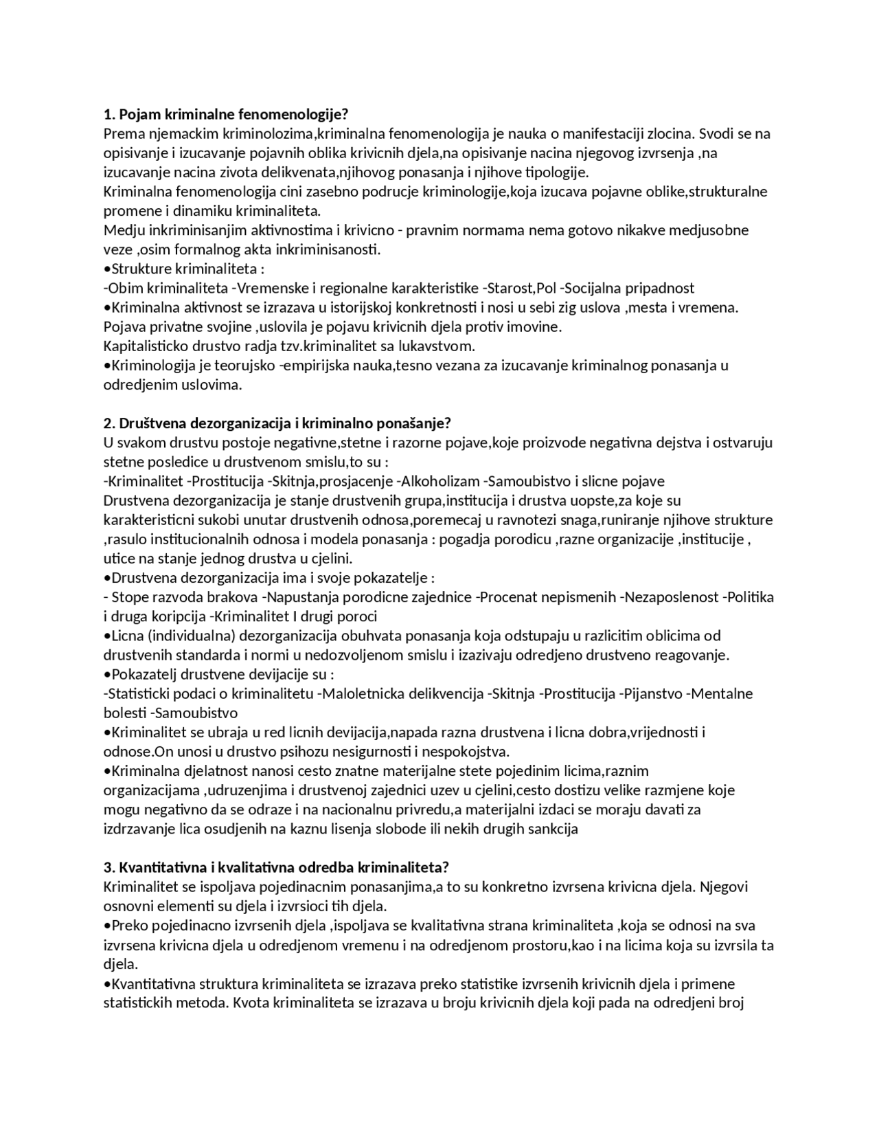 Kriminologija ispitna pitanja | Ispiti' predlog Kriminologija - Docsity