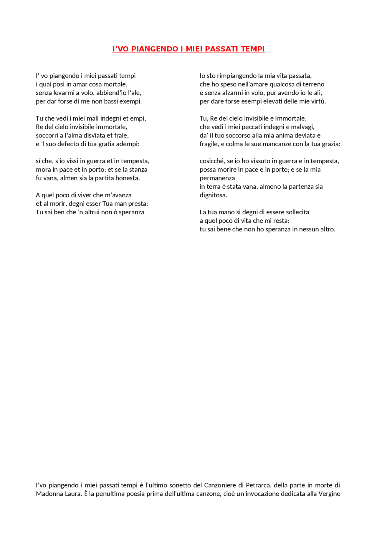 Ivo Piangendo I Mie Tempi Passati Docsity
