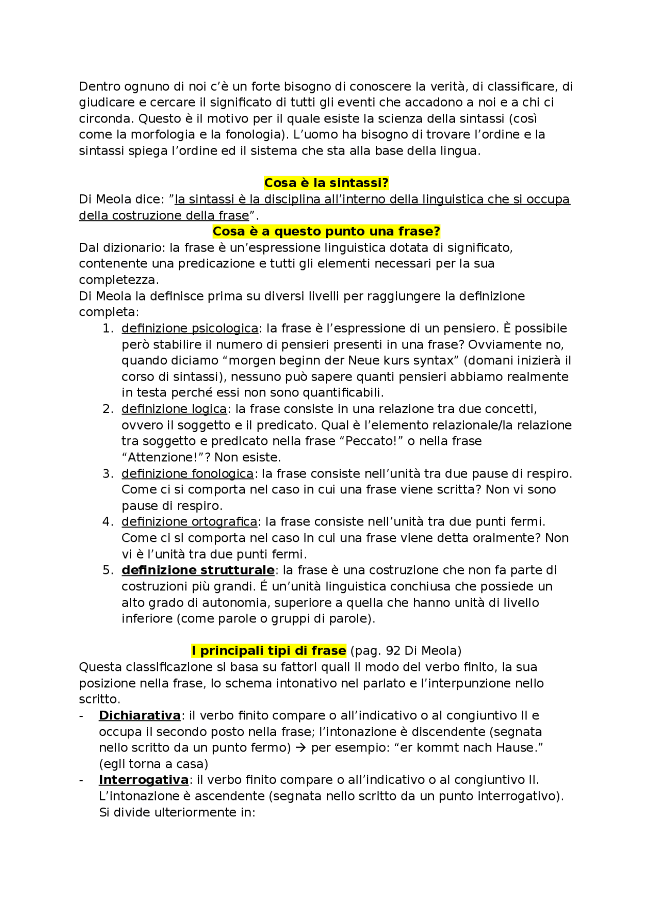 Lingua Tedesca I Modulo Sintassi Con Berger Docsity
