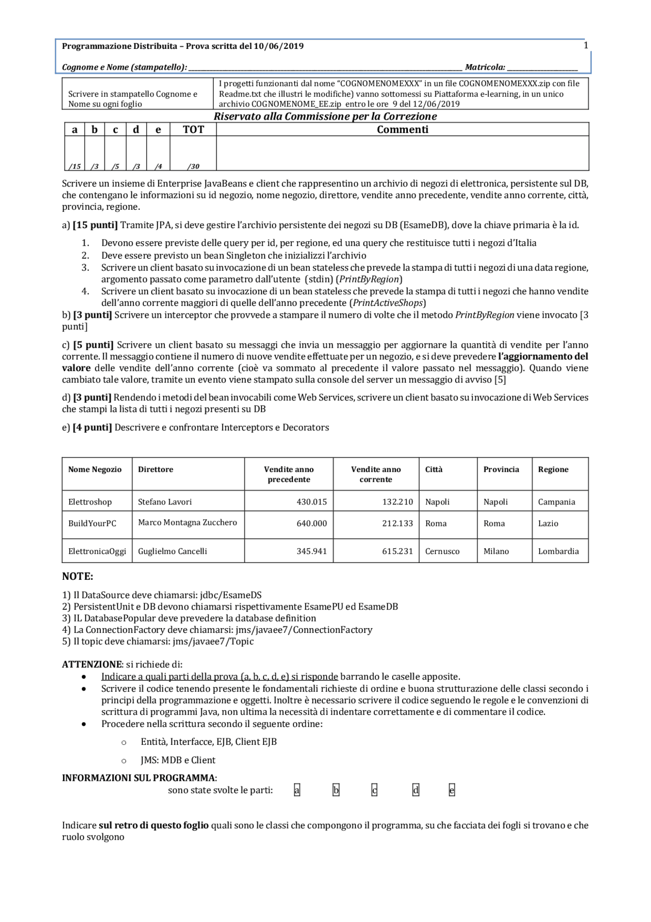 Esame Scritto Programmazione Distribuita Docsity