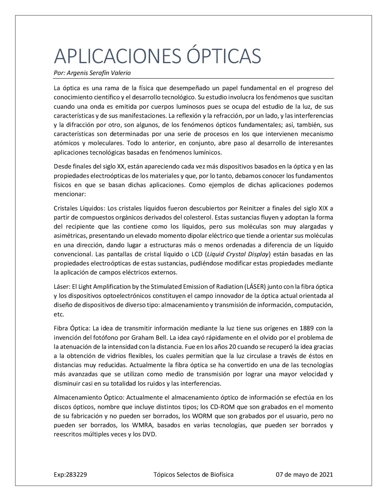 Aplicaciones De La óptica Resúmenes De Óptica Docsity