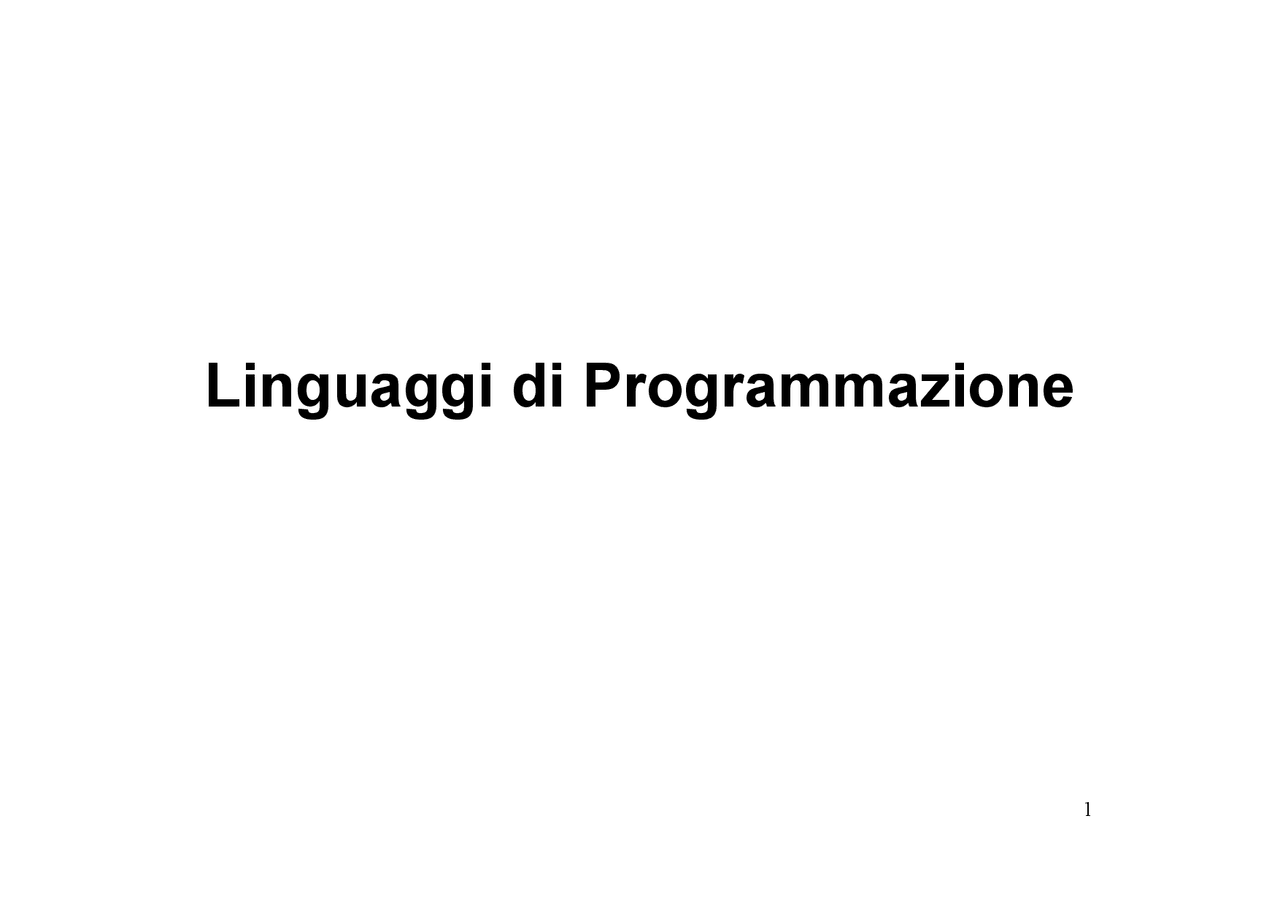 Linguaggi Di Programmazione Docsity