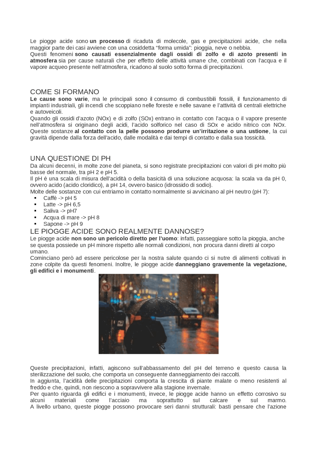 Cosa sono le pioggie acide? - Docsity