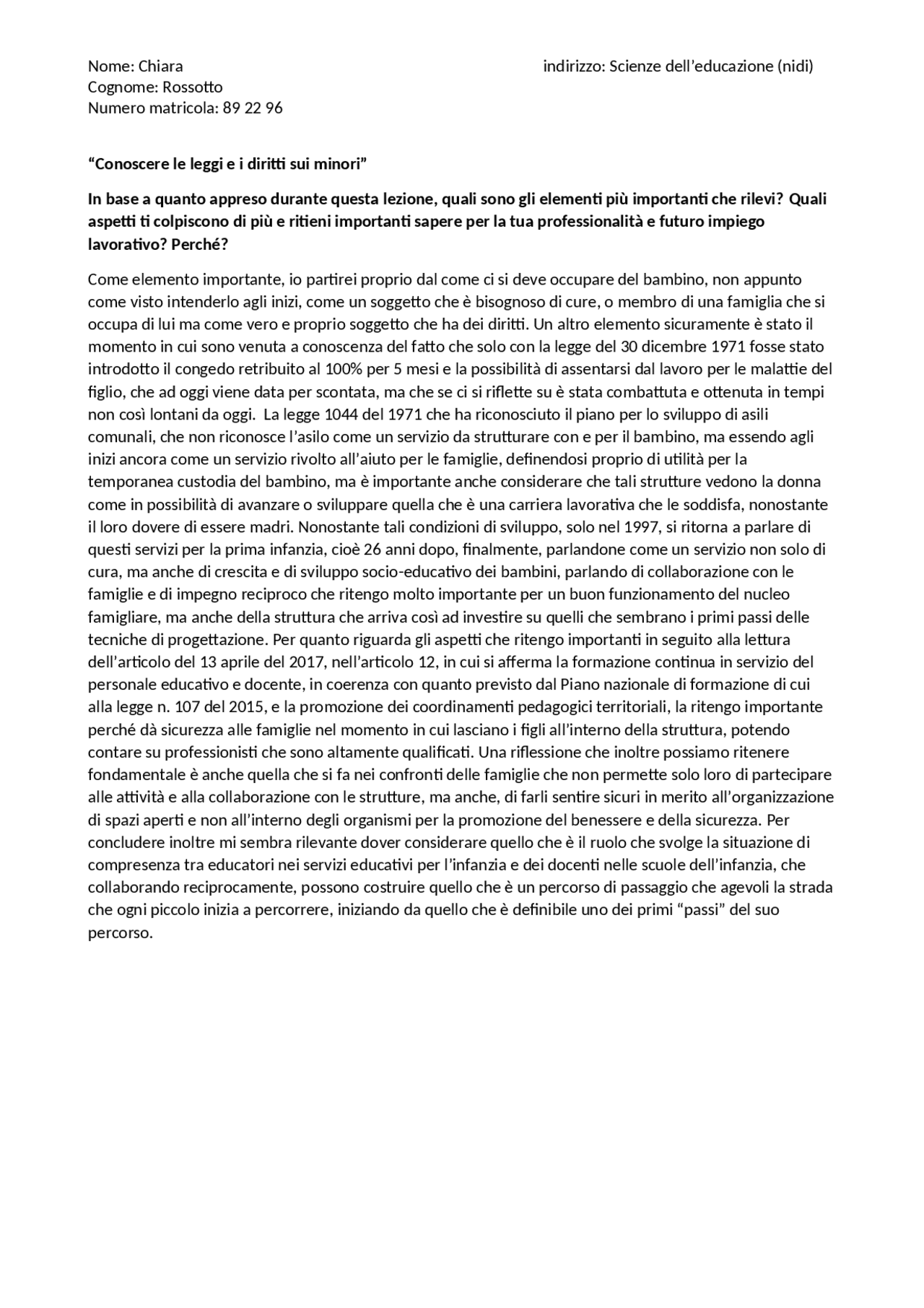 Conoscere Le Leggi E I Diritti Sui Minori Docsity