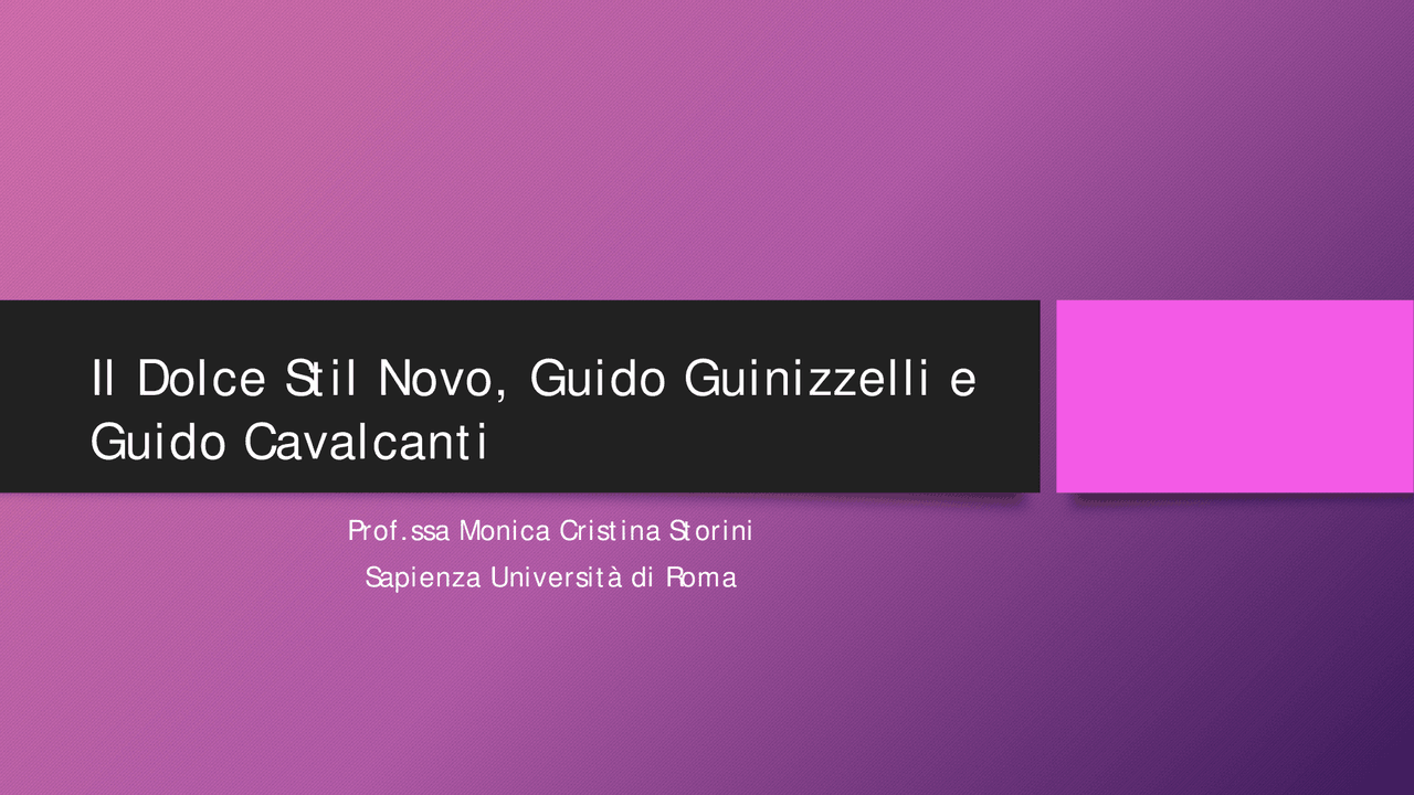 Cavalcanti E Guinizzelli Docsity