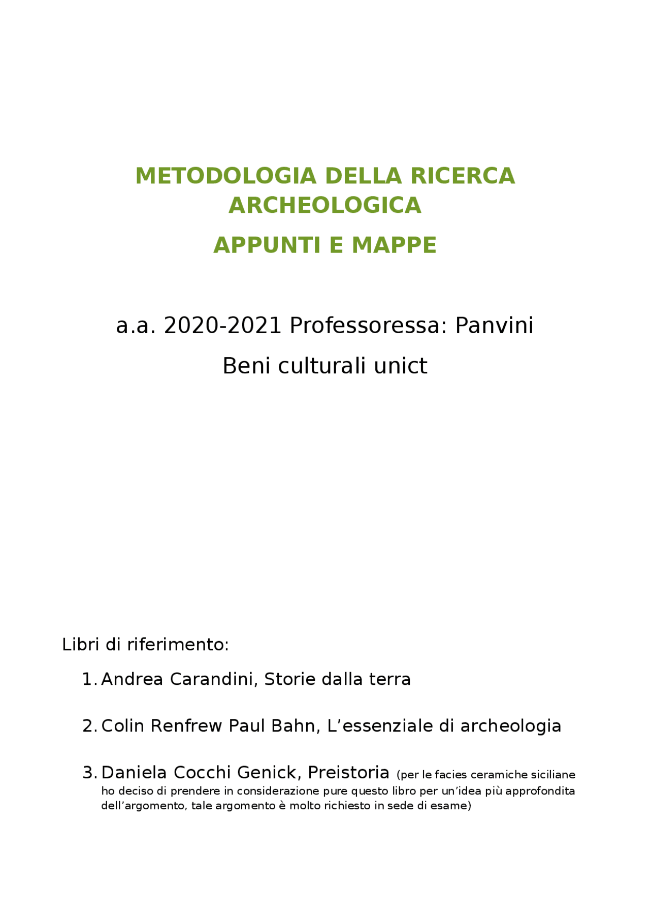 Riassunti E Appunti Panvini Docsity