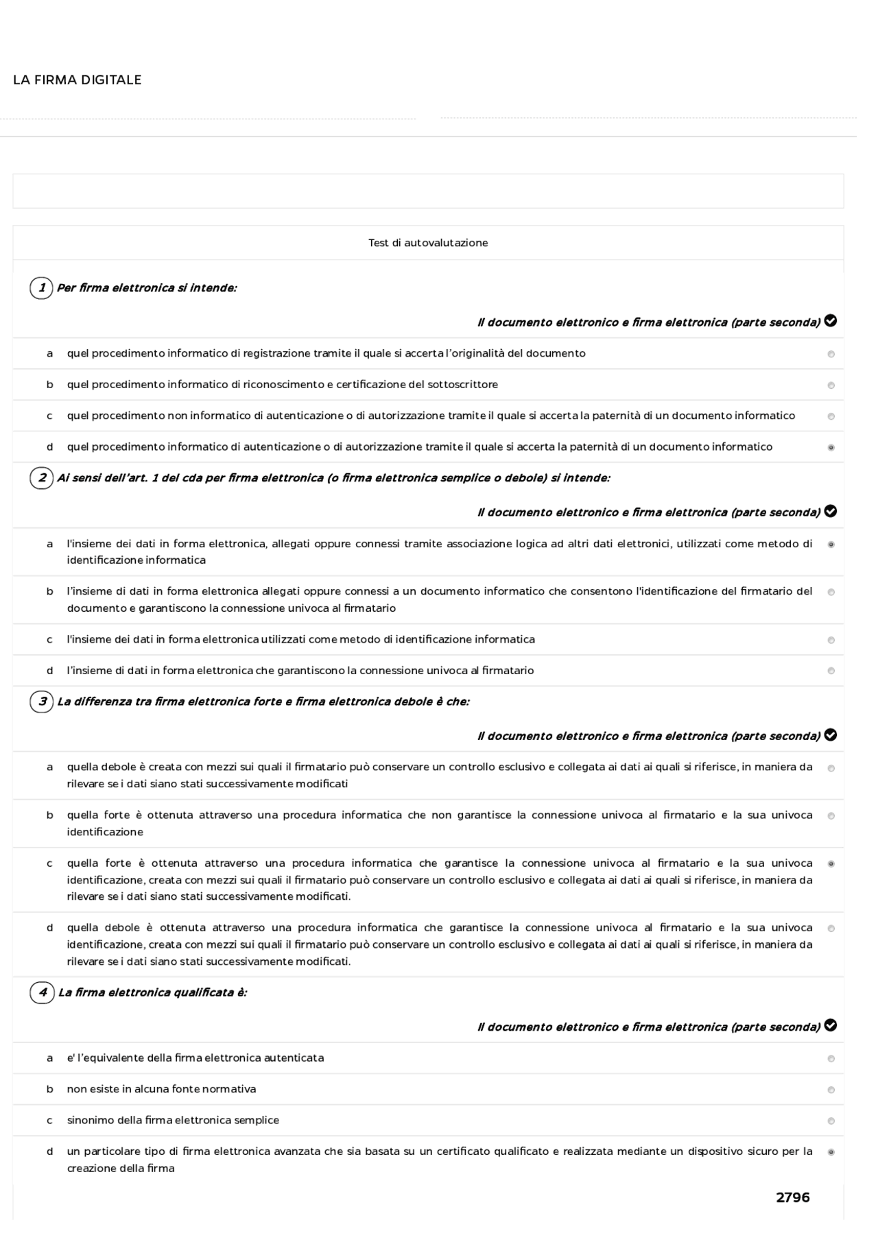 Test Autovalutazione Docsity