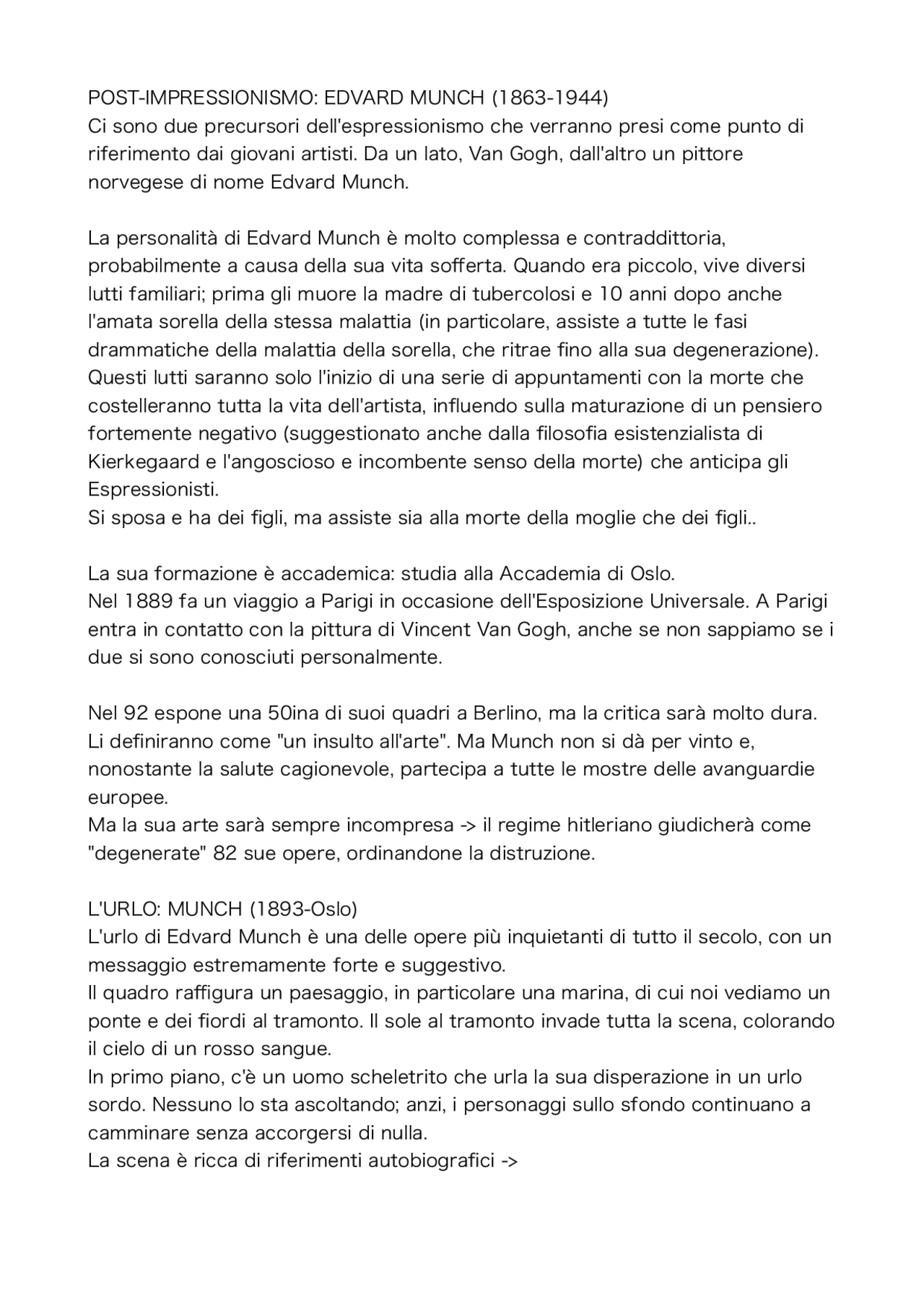 Edvard Munch e l'espressionismo - Docsity