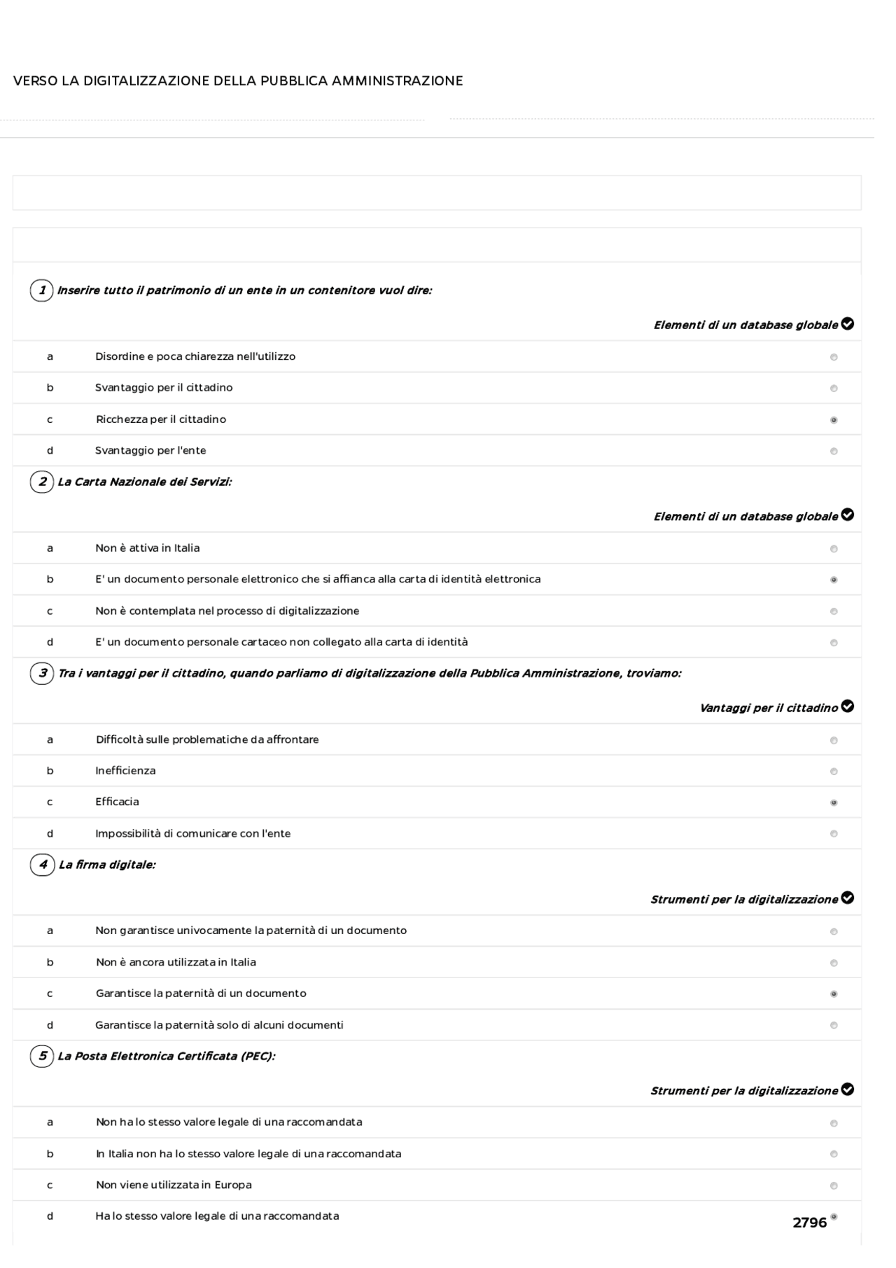 Test Autovalutazione Docsity