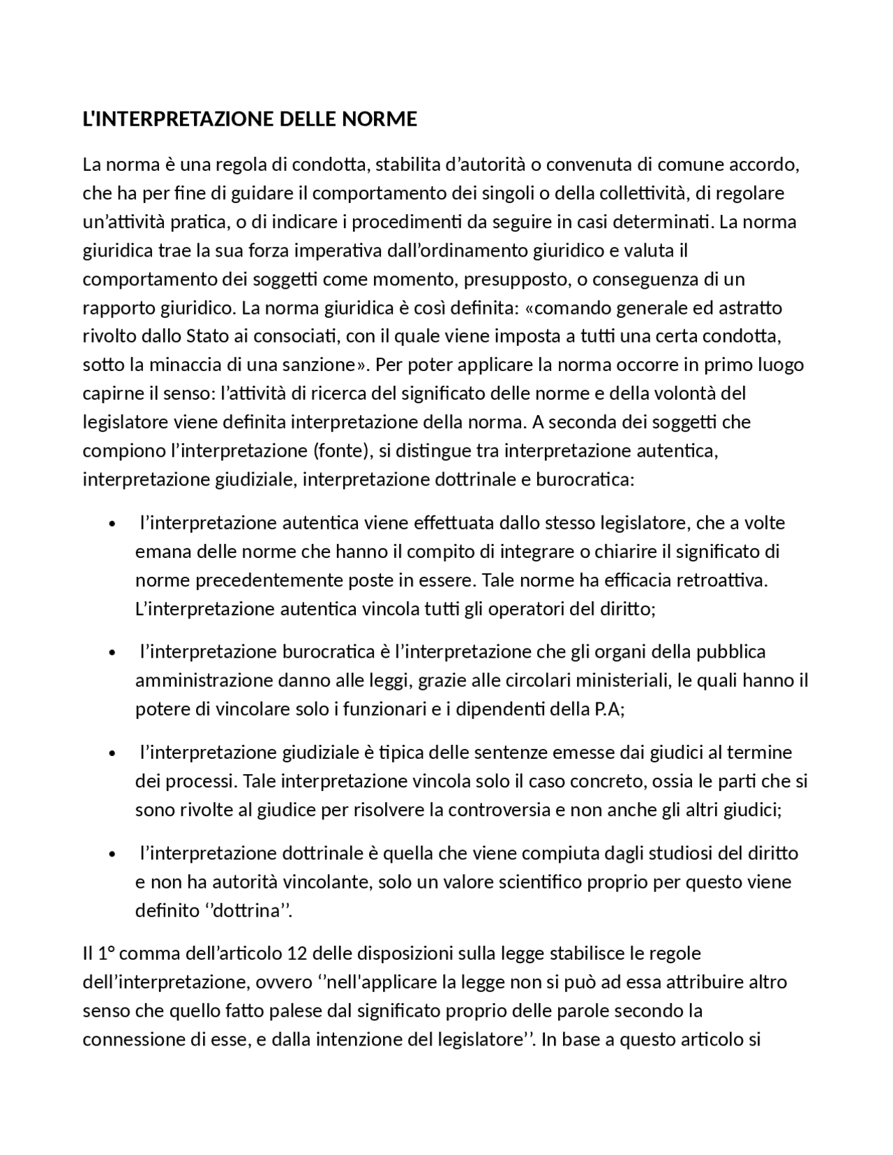 Interpretazione Delle Norme Docsity