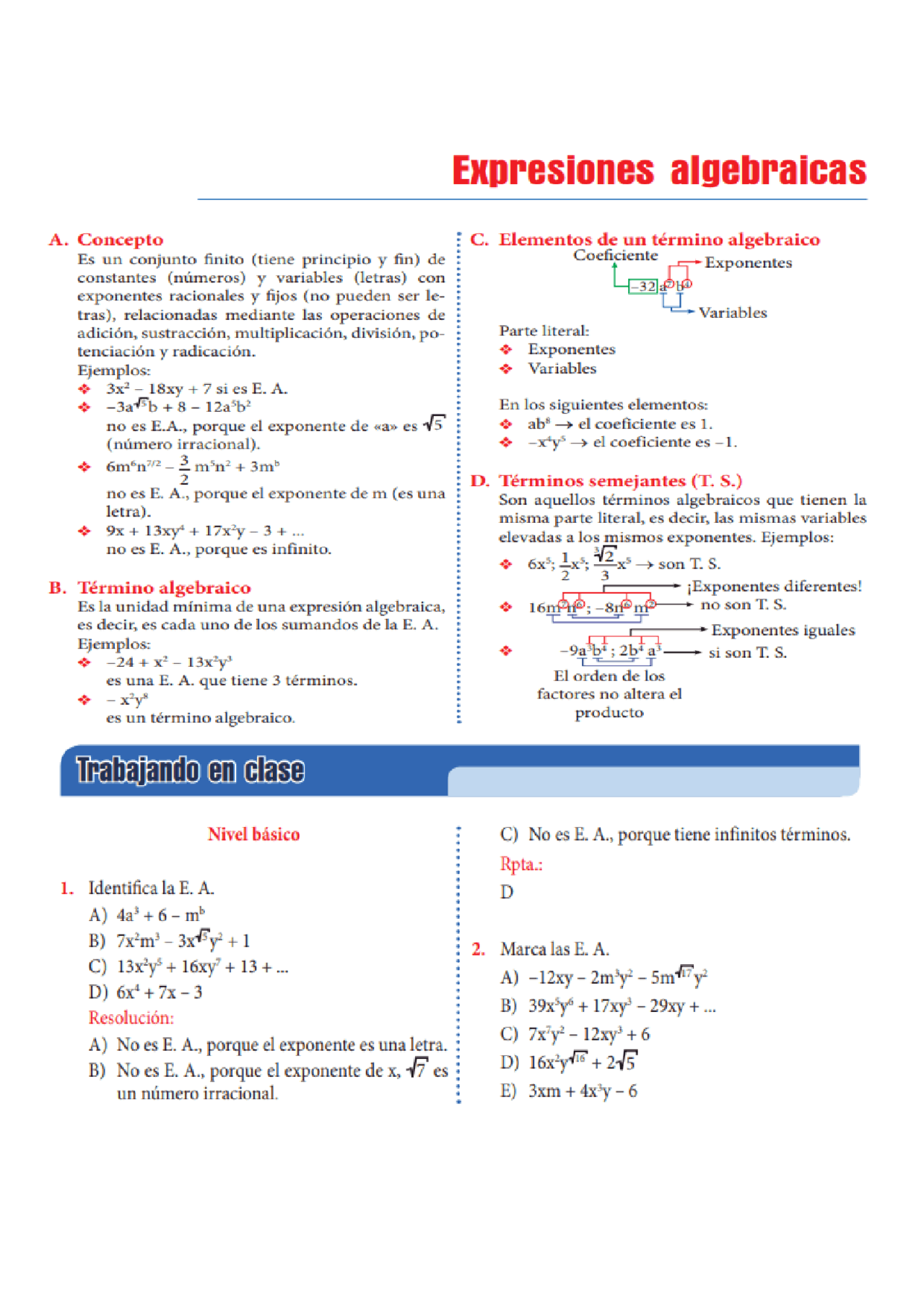 Temas de algebra para diferentes estudiantes - Docsity