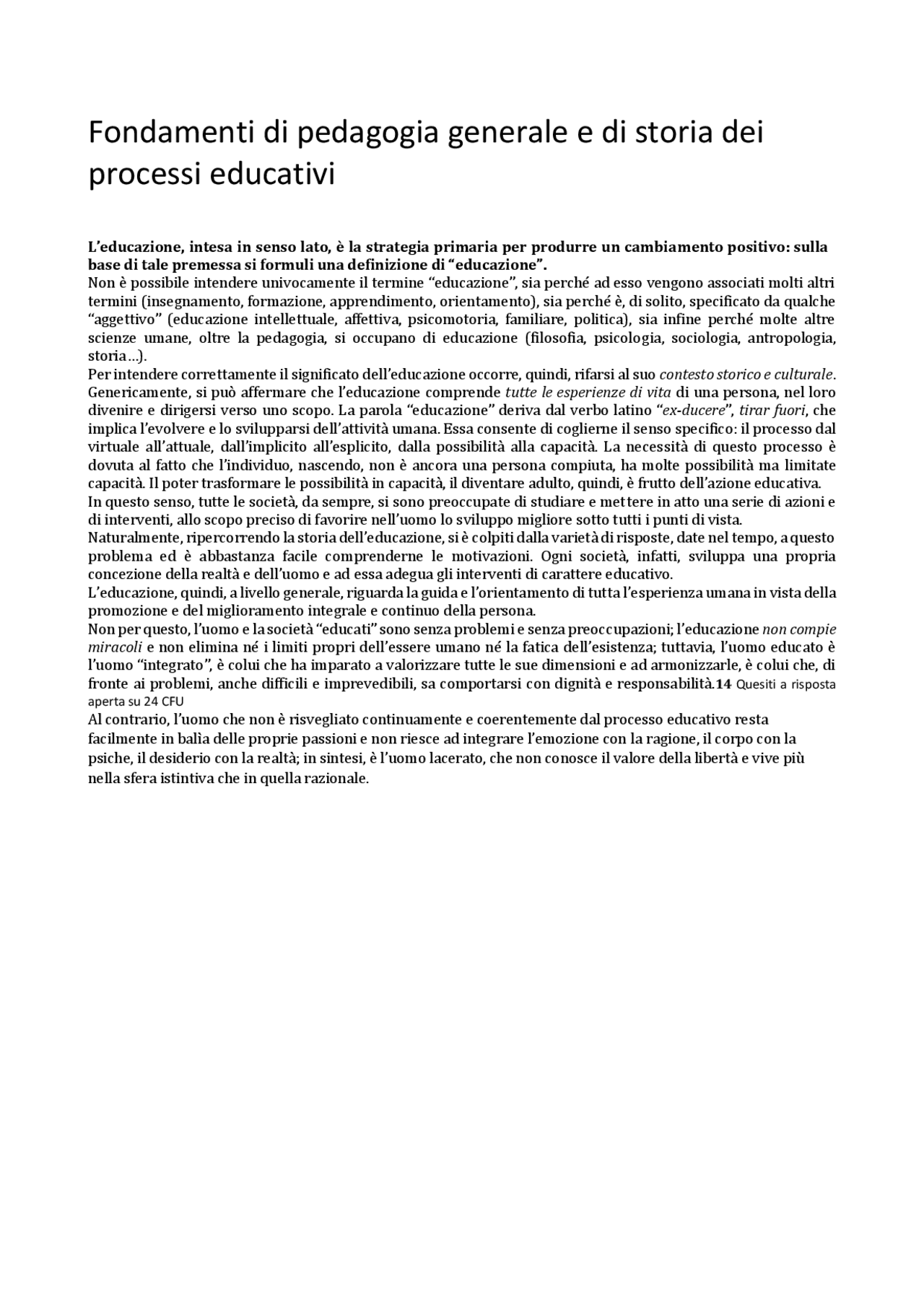 Quesiti 24 Cfu Concorso Ordinario Docsity