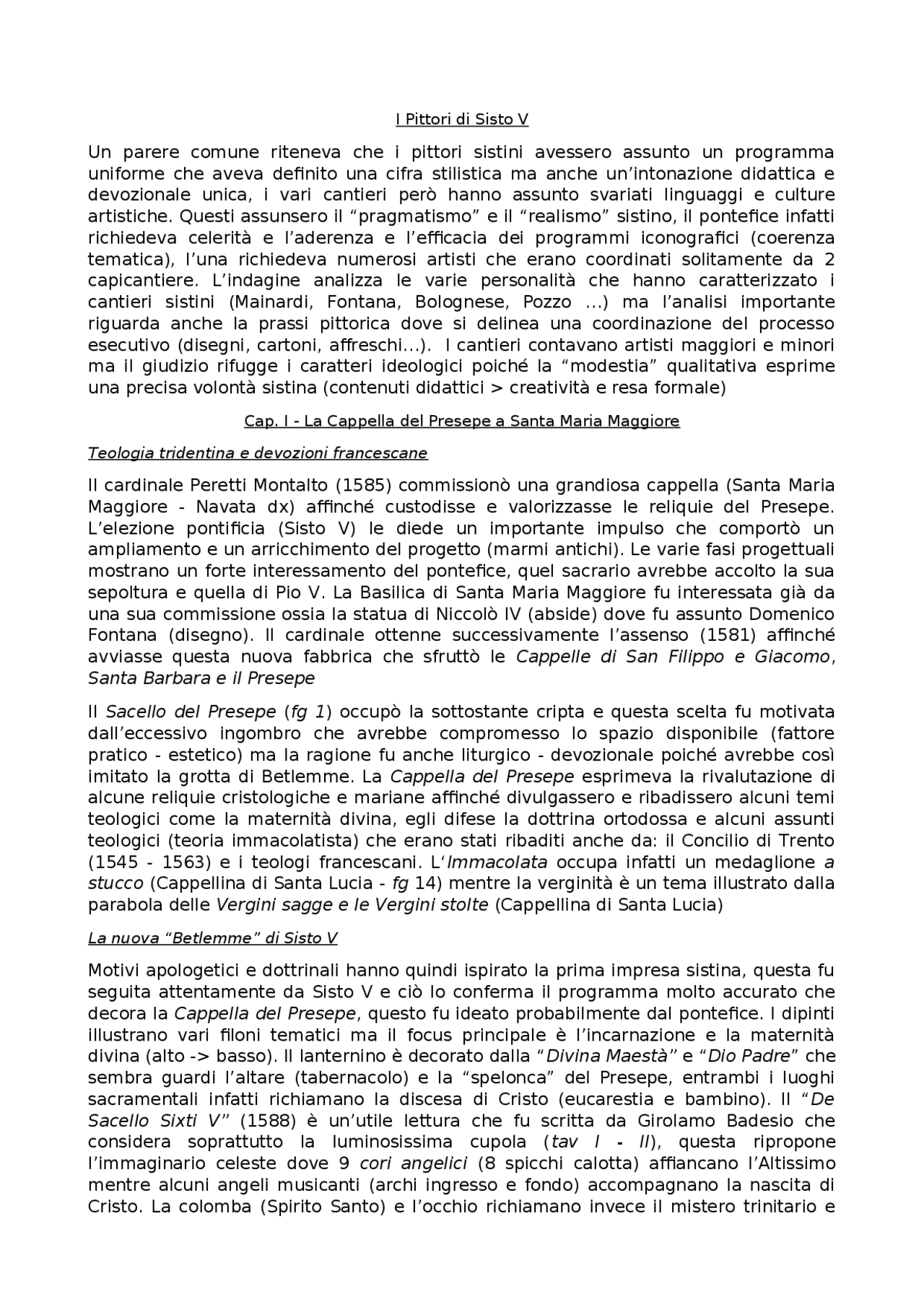 Riassunto "I pittori di Sisto V", prof. Alessandro Zuccari | Dispense ...