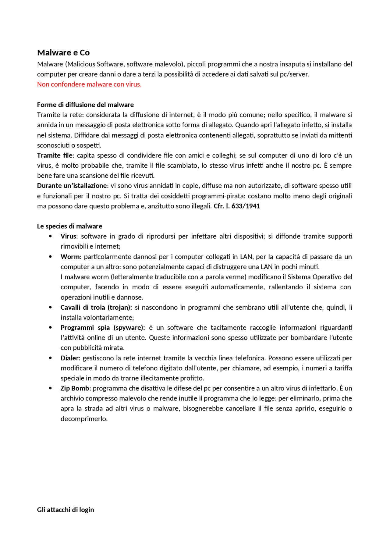 Vari Tipi Di Malware Docsity