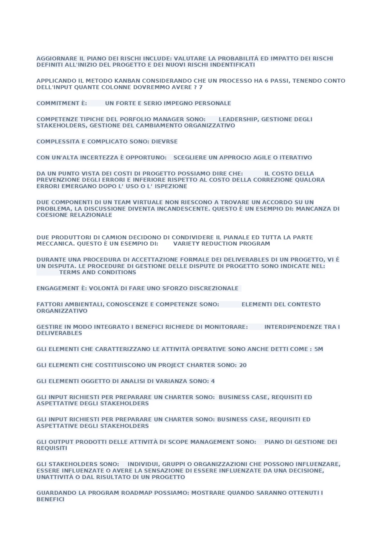 Test Gestione Dellinnovazione E Dei Progetti Unimercatorum Docsity