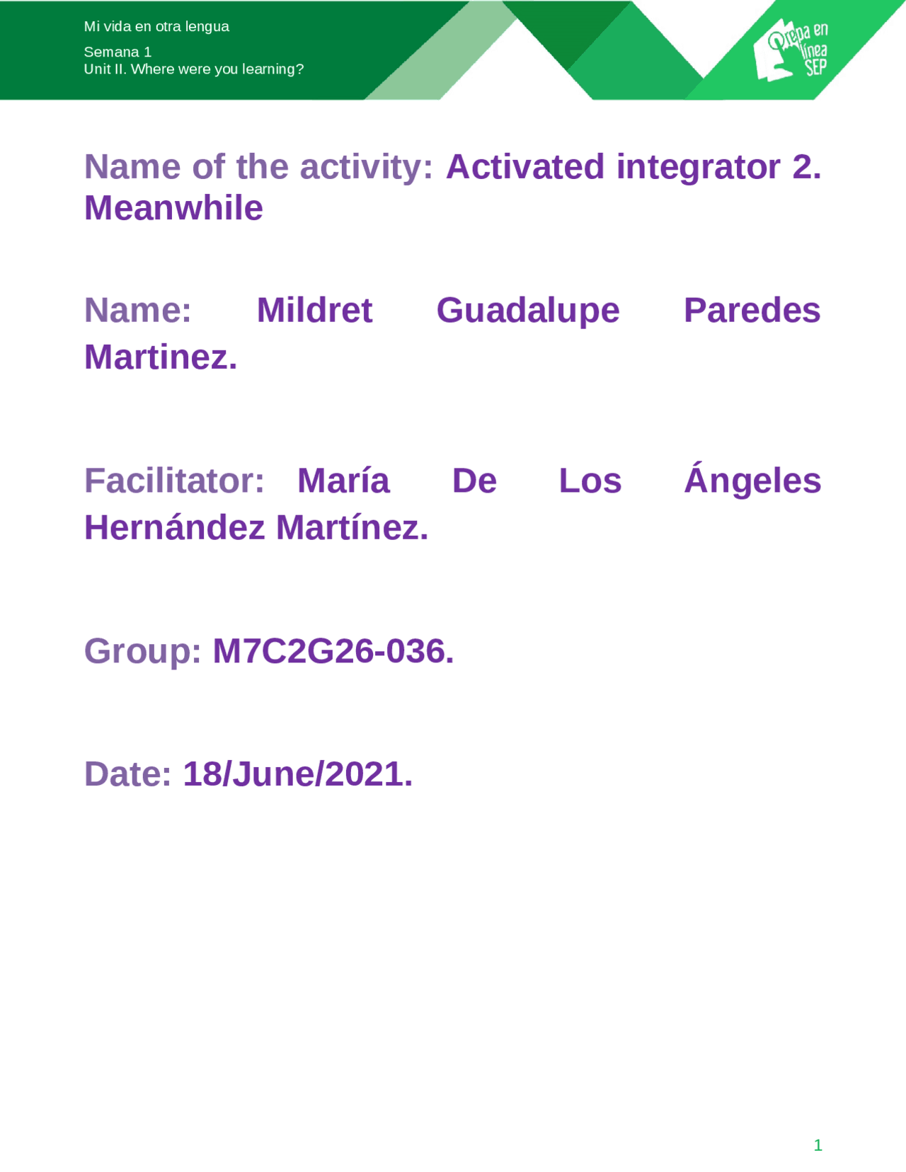 Modulo 7 semana 1 actividad integral 2 - Docsity
