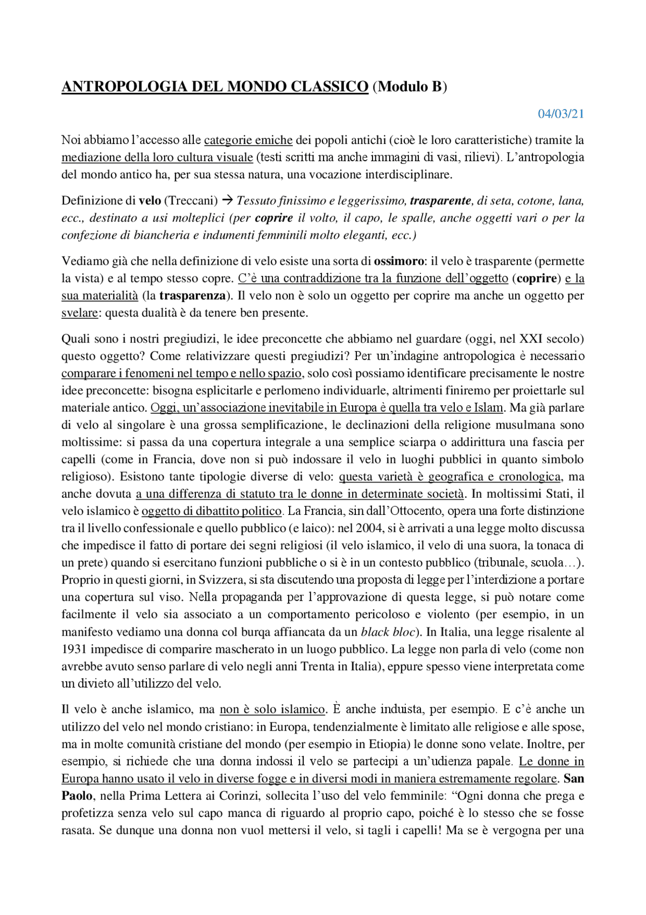 Antropologia Del Mondo Classico 2020 2021 Unimi Modulo B Docsity