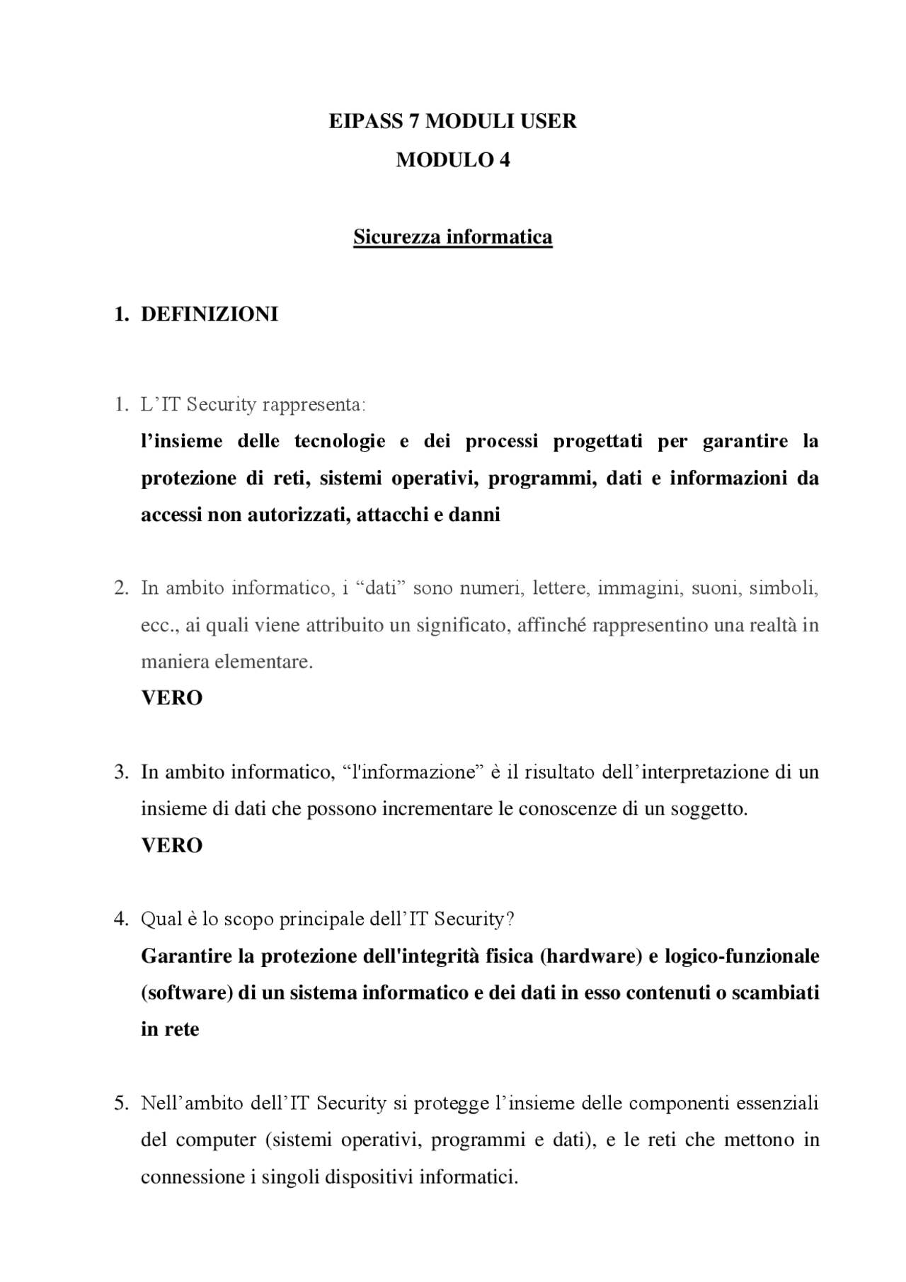 Eipass 7 Moduli User Modulo 4 Tutte Le Risposte Complete E