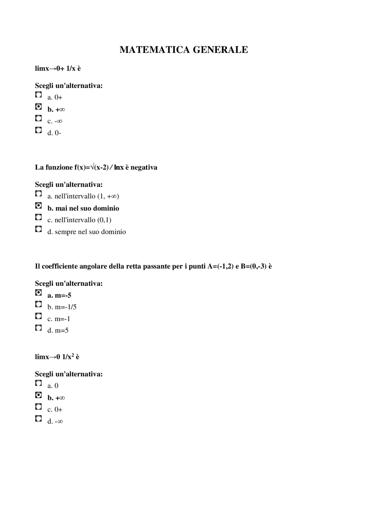 Matematica Generale Dispense Docsity