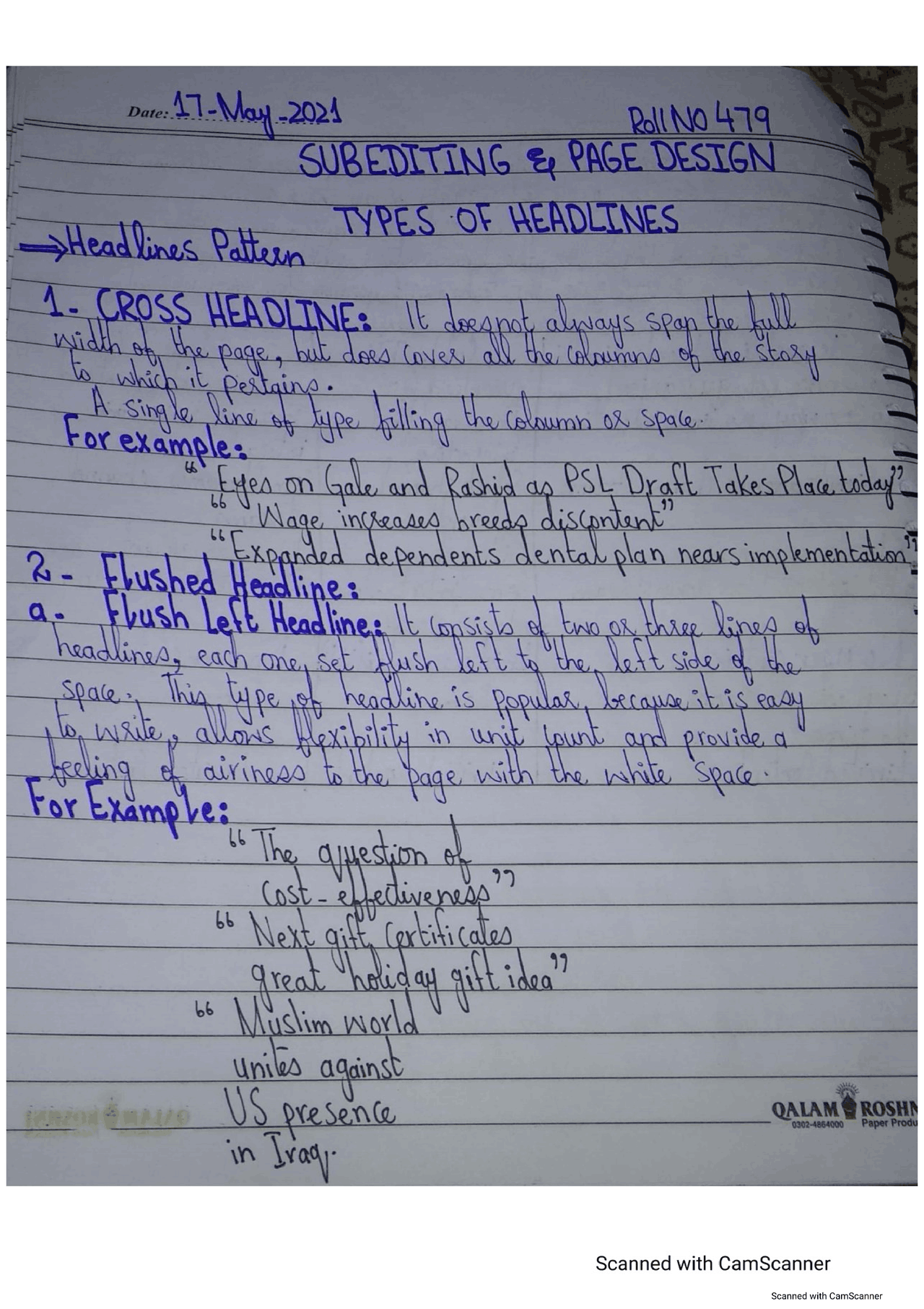 Pattern and types of headlines along with picture examples | Study ...