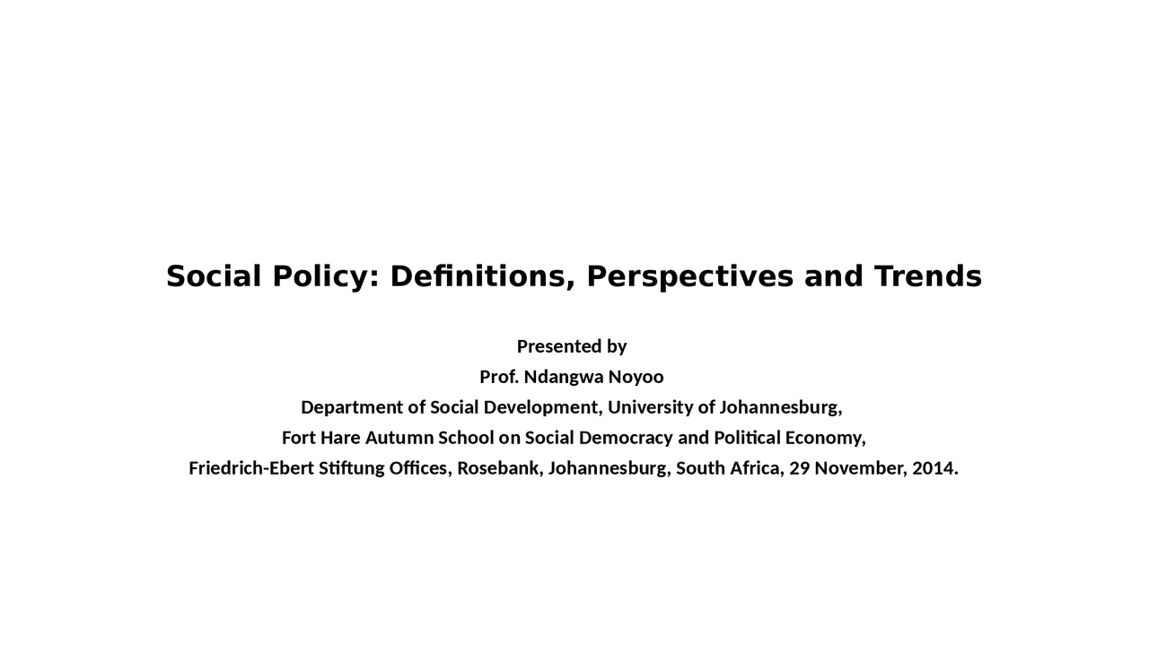 Social policy approaches - Docsity