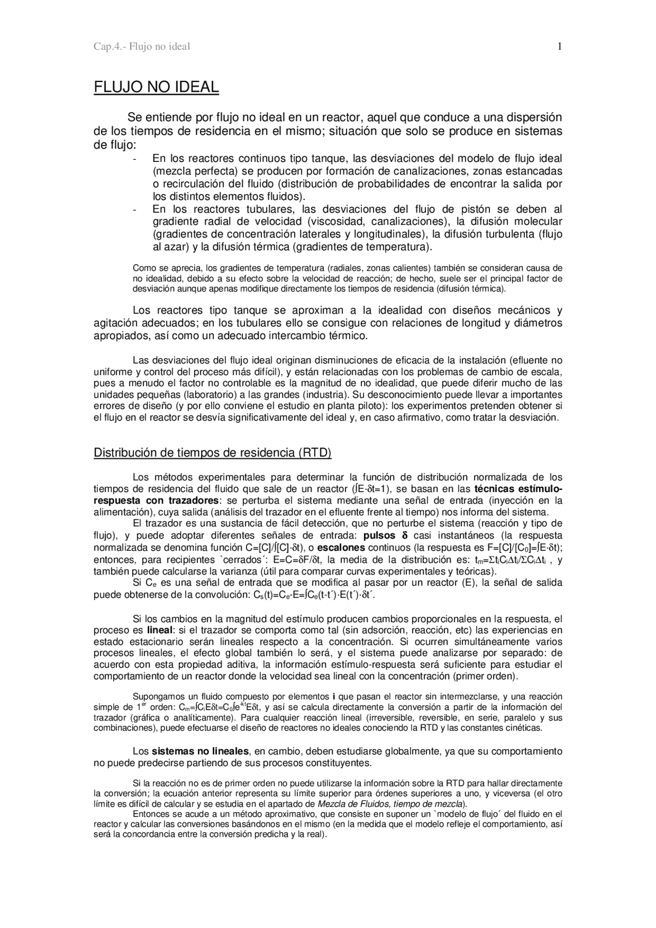 Reactores Químicos No Ideales Docsity