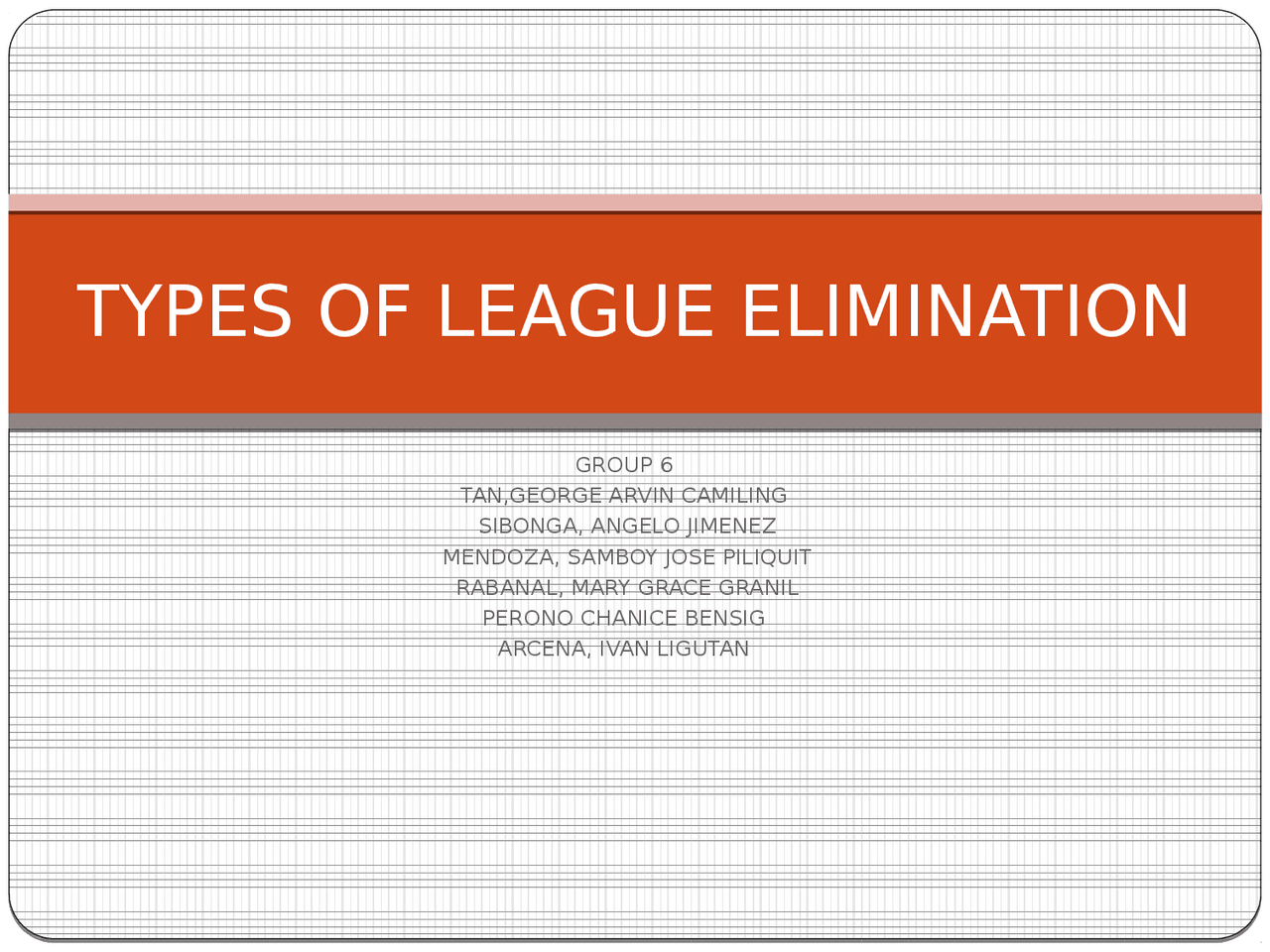 Types of league elimination - Docsity