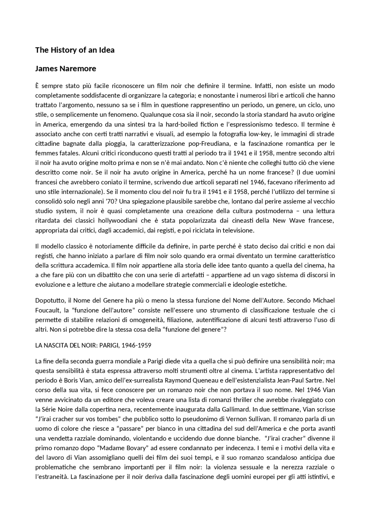 The History Of An Idea Riassunto Docsity