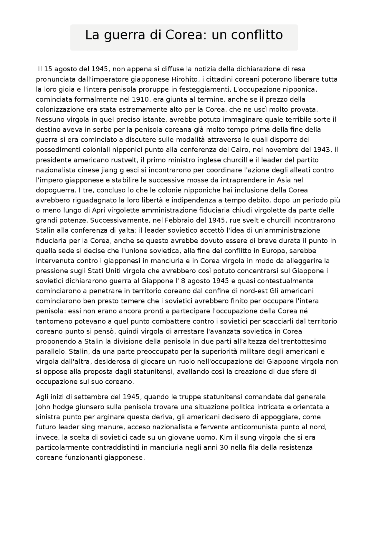 Guerra Di Corea Approfondimento Docsity